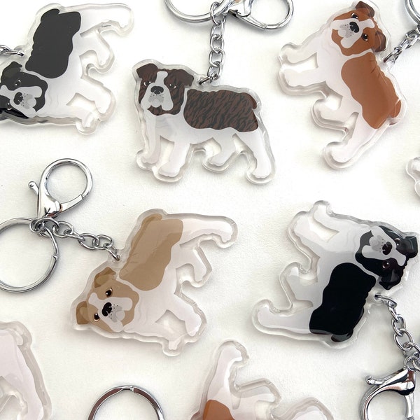 Bulldog Keychain - Etsy