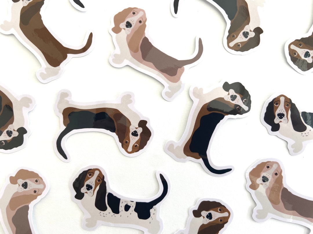 Basset Hound Sticker Waterproof Die Cut Vinyl Sticker Basset Hounds ...
