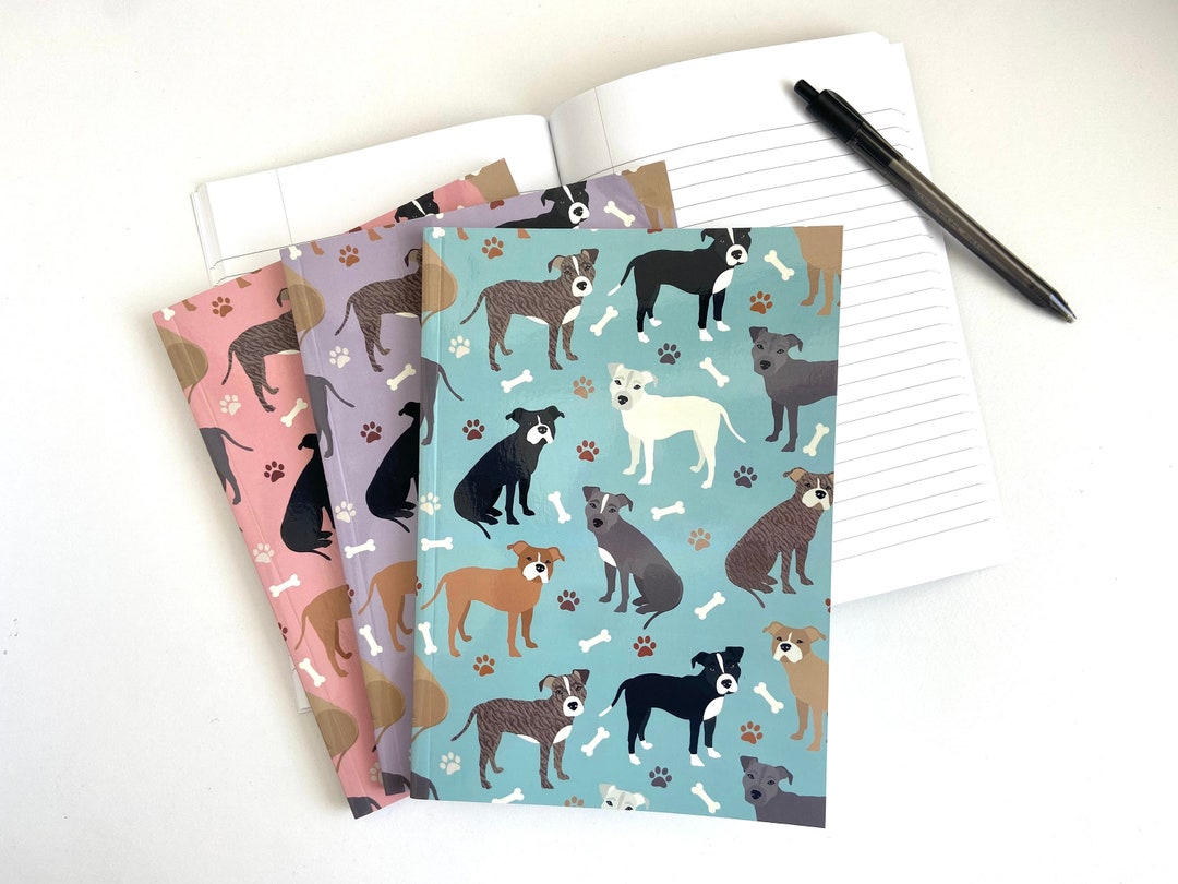 Pitbull Dog Notebook: A5 Journal With Paw Print Design - Etsy