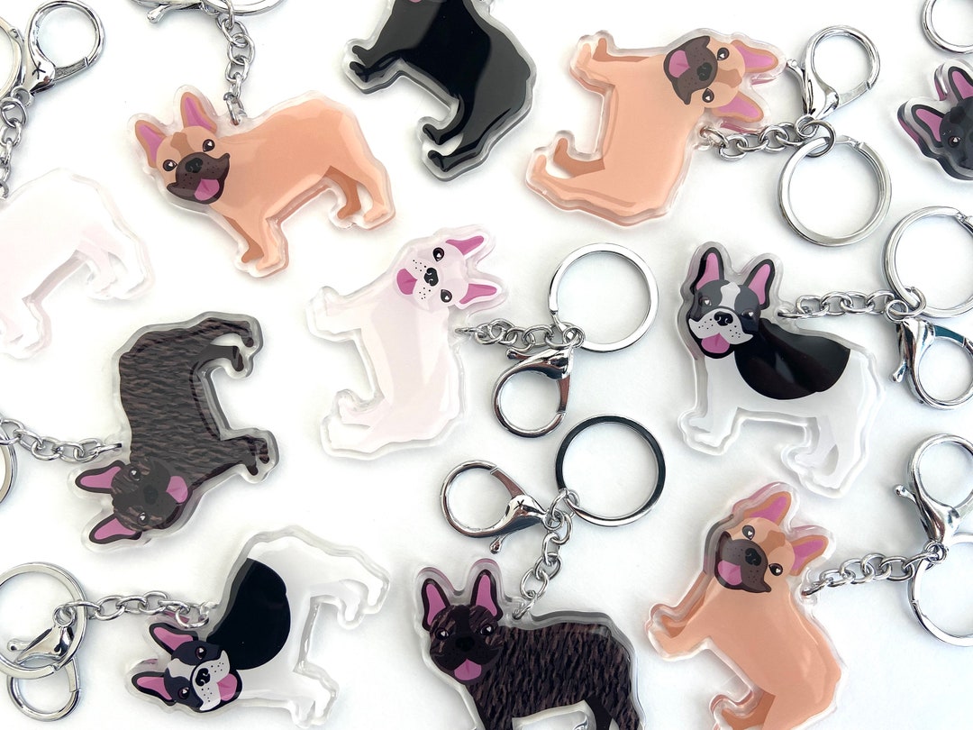 French Bulldog Keychain, Cute Acrylic Frenchie Dog Charm - Etsy