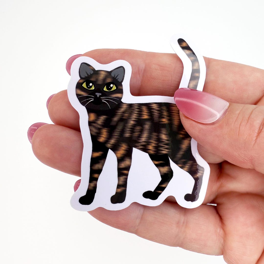 Tortie Cat Sticker Die Cut Waterproof Tortoiseshell Vinyl Sticker Cat ...