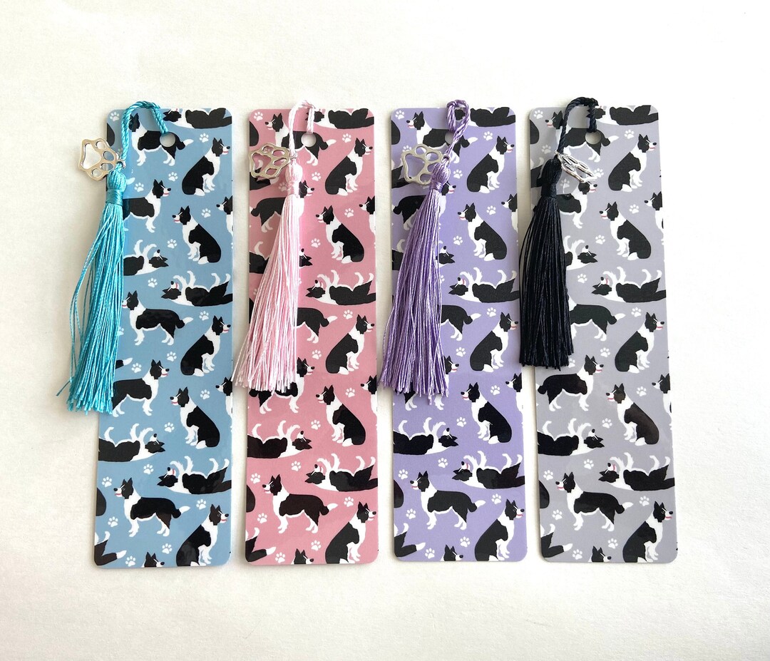 Border Collie Bookmark: Dog Paw Charm and Tassel - Etsy