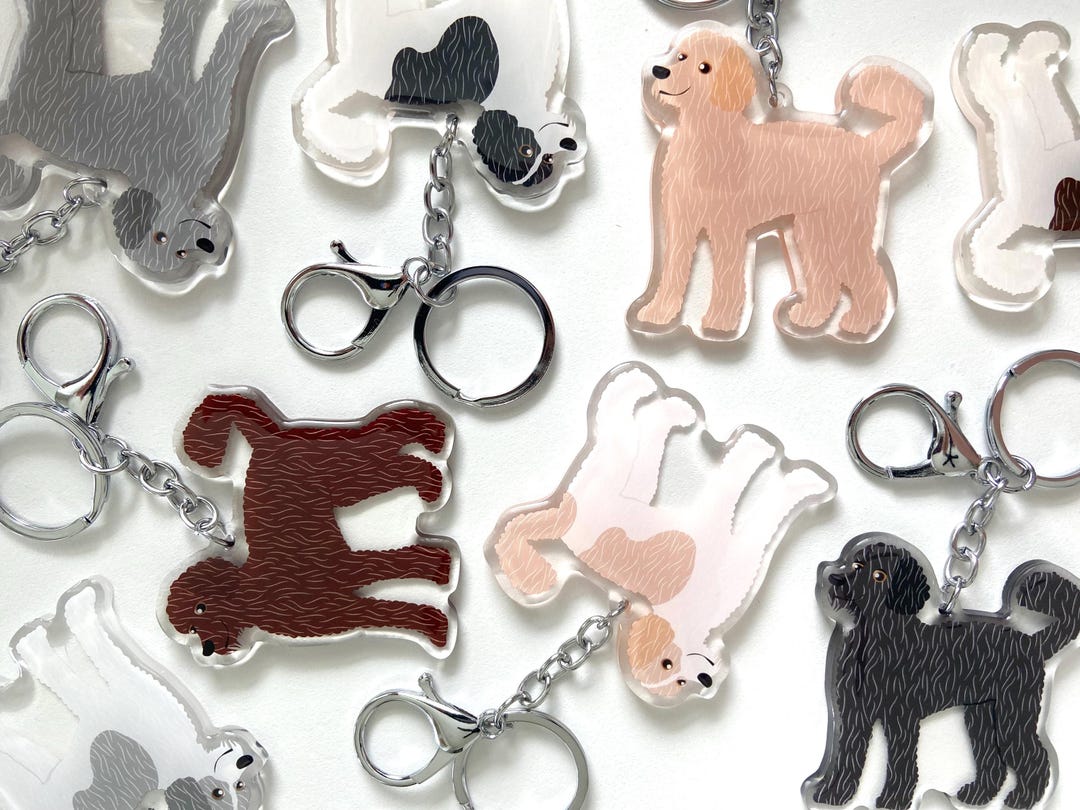 Doodle Keychain Cute Charm Clear Plastic and Resin Silver Key Ring ...