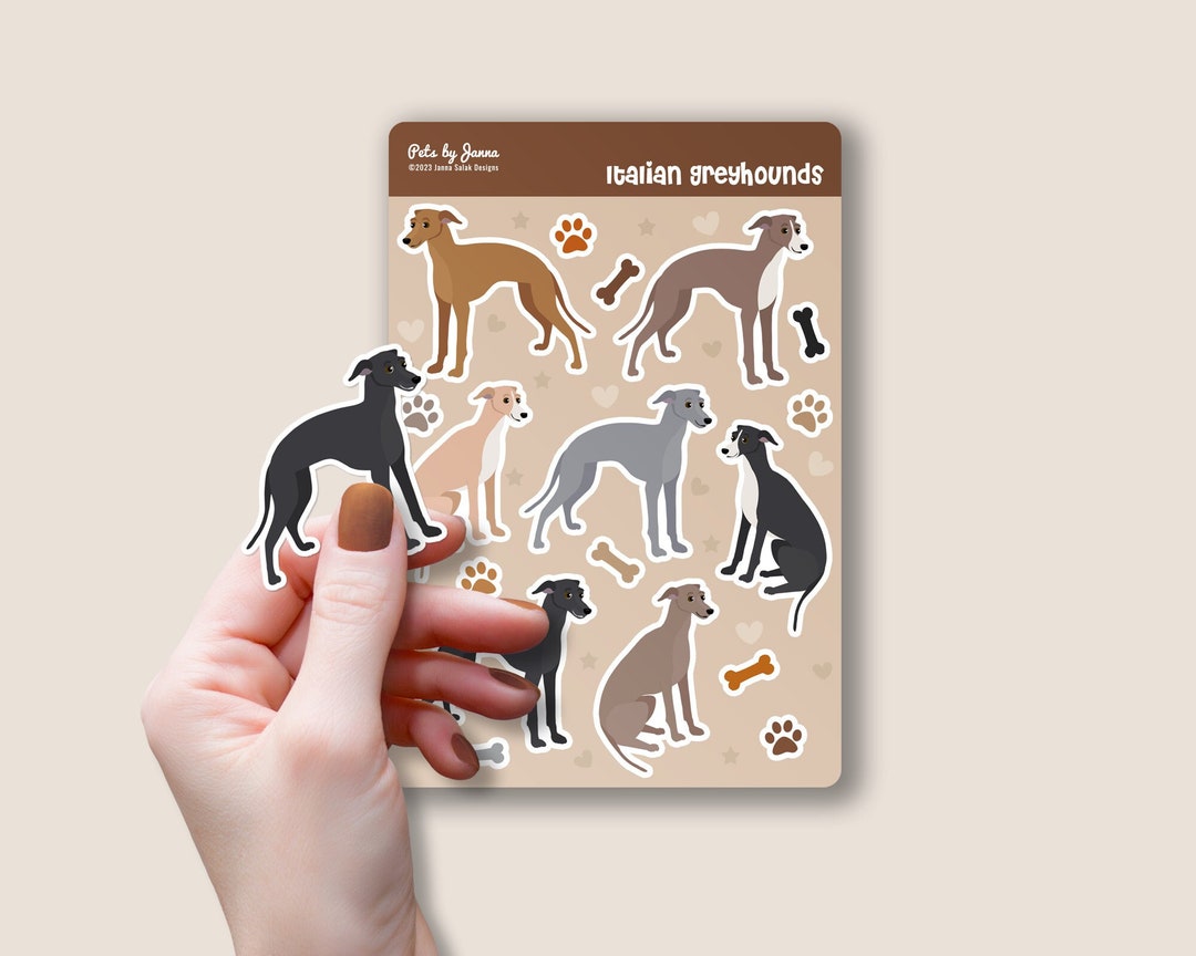 Italian Greyhound Sticker Sheet: Glossy Vinyl, Water-resistant Decals ...