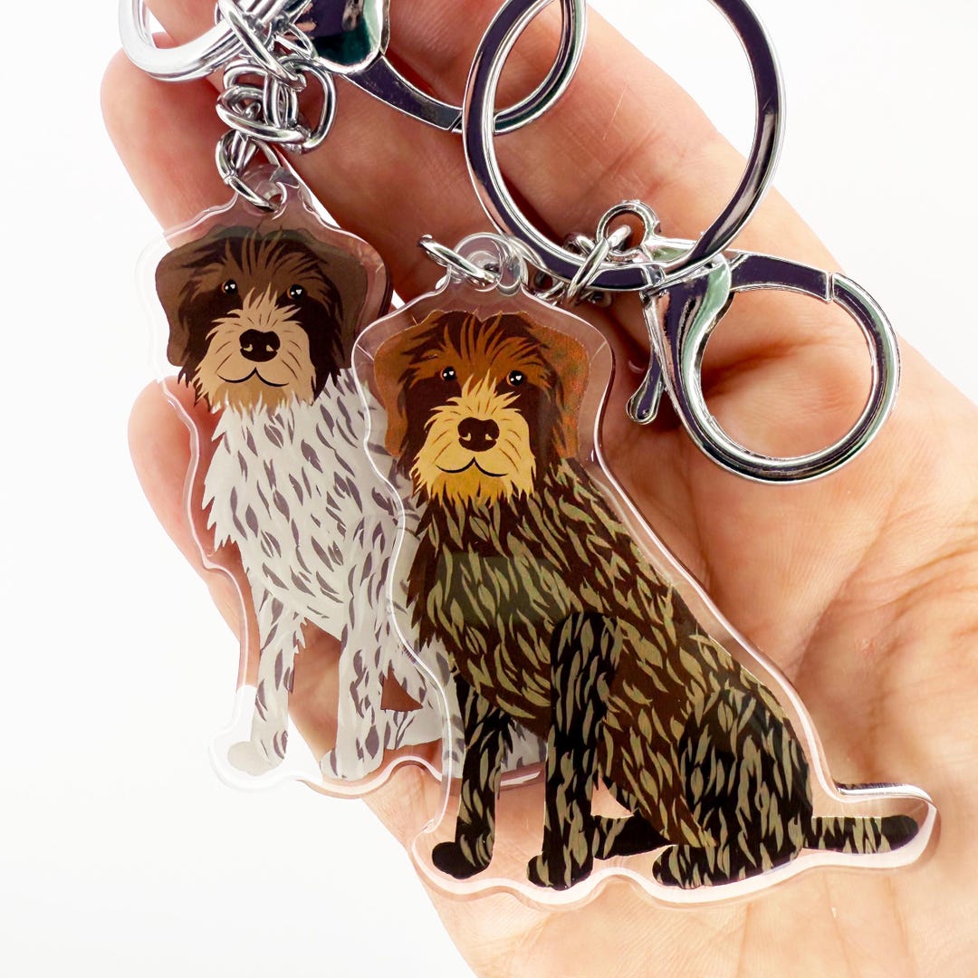 Wirehaired Pointing Griffon Keychain Cute Charm Clear Plastic and Resin ...