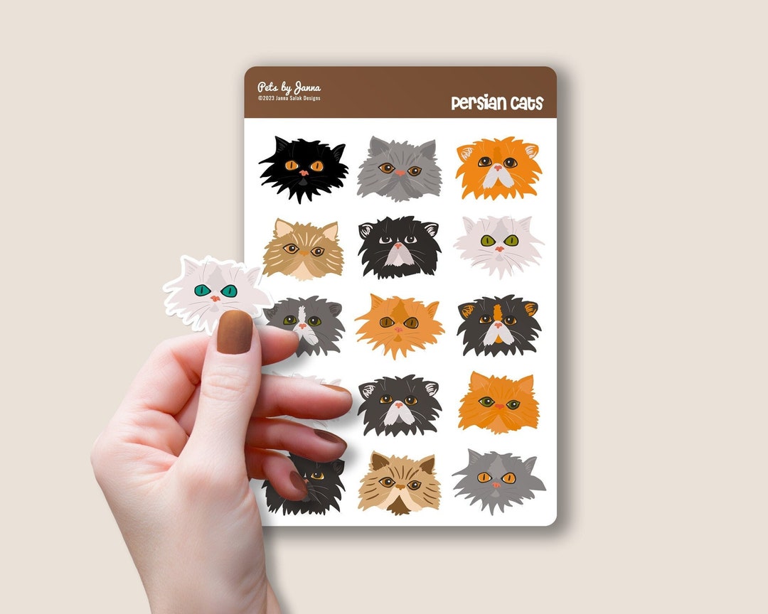 Persian Cat Sticker Sheet: Glossy Vinyl, Water-resistant - Etsy