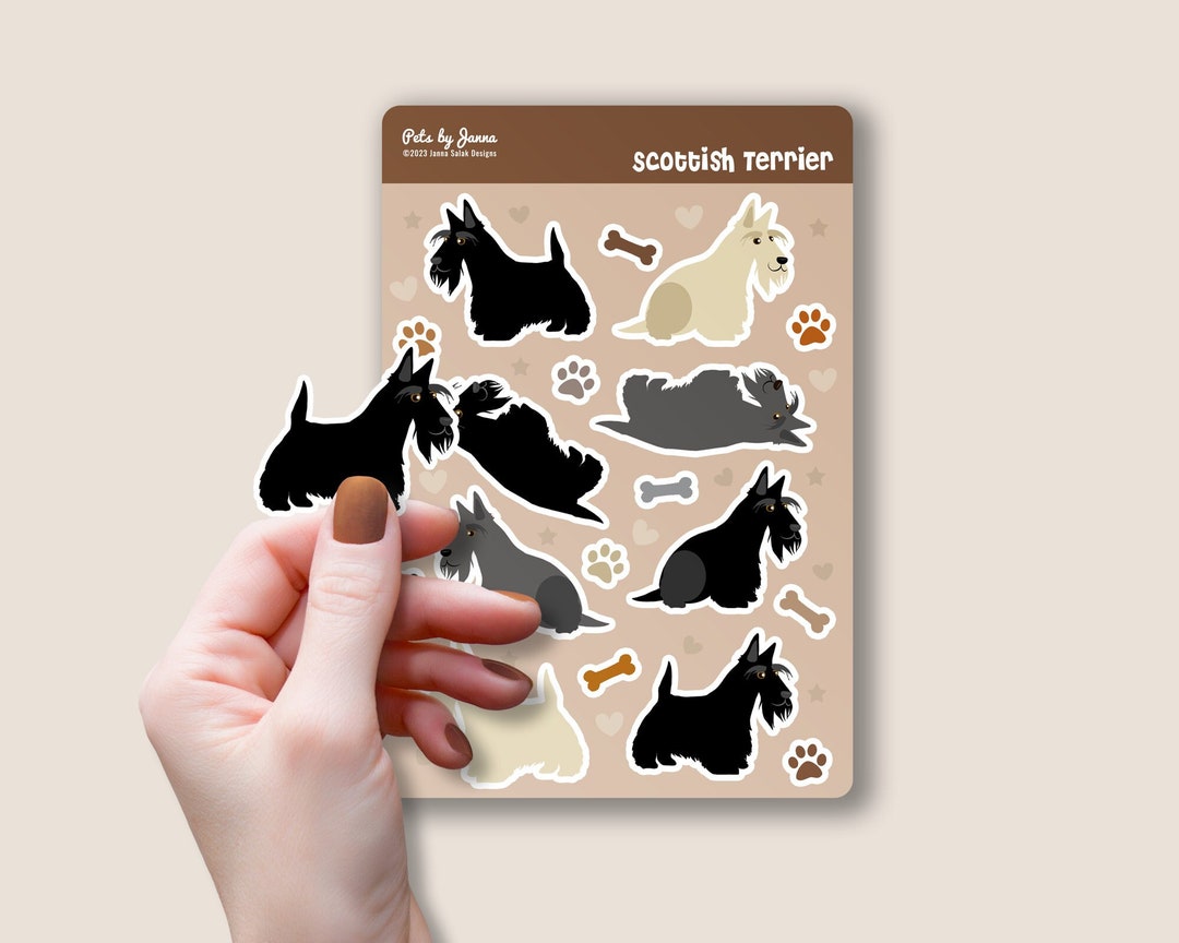 Scottish Terrier Sticker Sheet: Glossy Vinyl Scottie Dog Stickers - Etsy