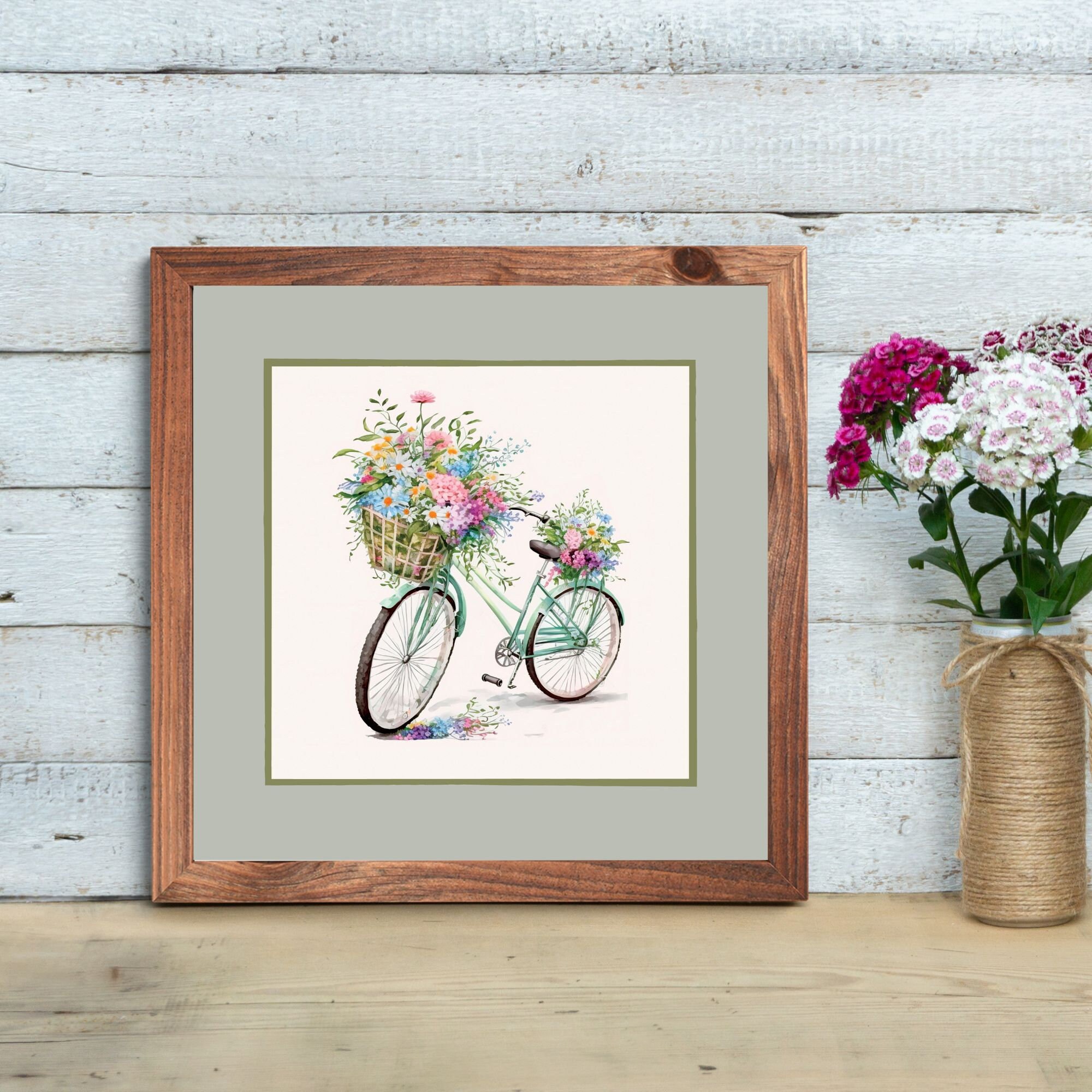 Flower Bicycles Digital Printable Wall Art, Gift Idea, Art Prints, Set ...