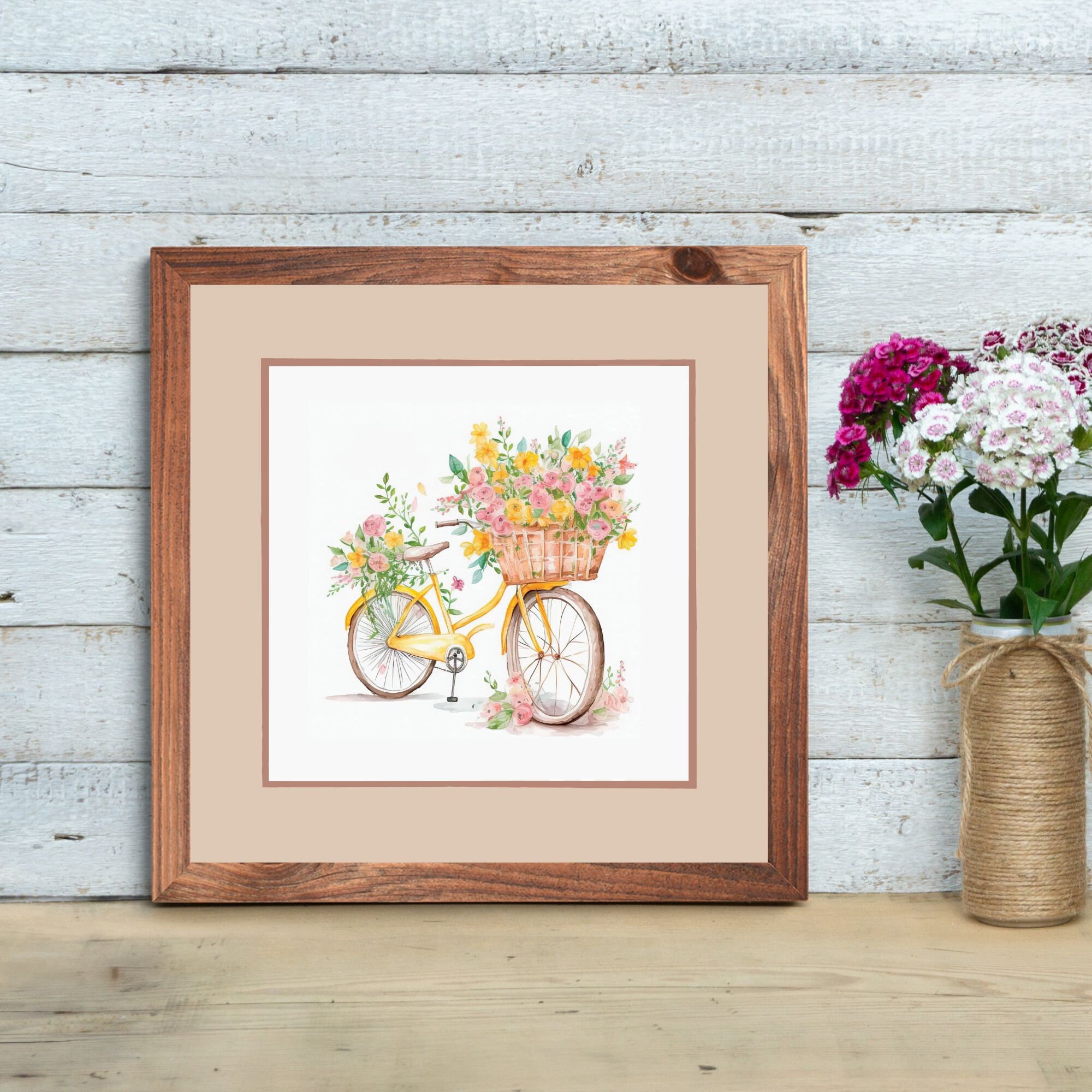 Flower Bicycles Digital Printable Wall Art, Gift Idea, Art Prints, Set ...