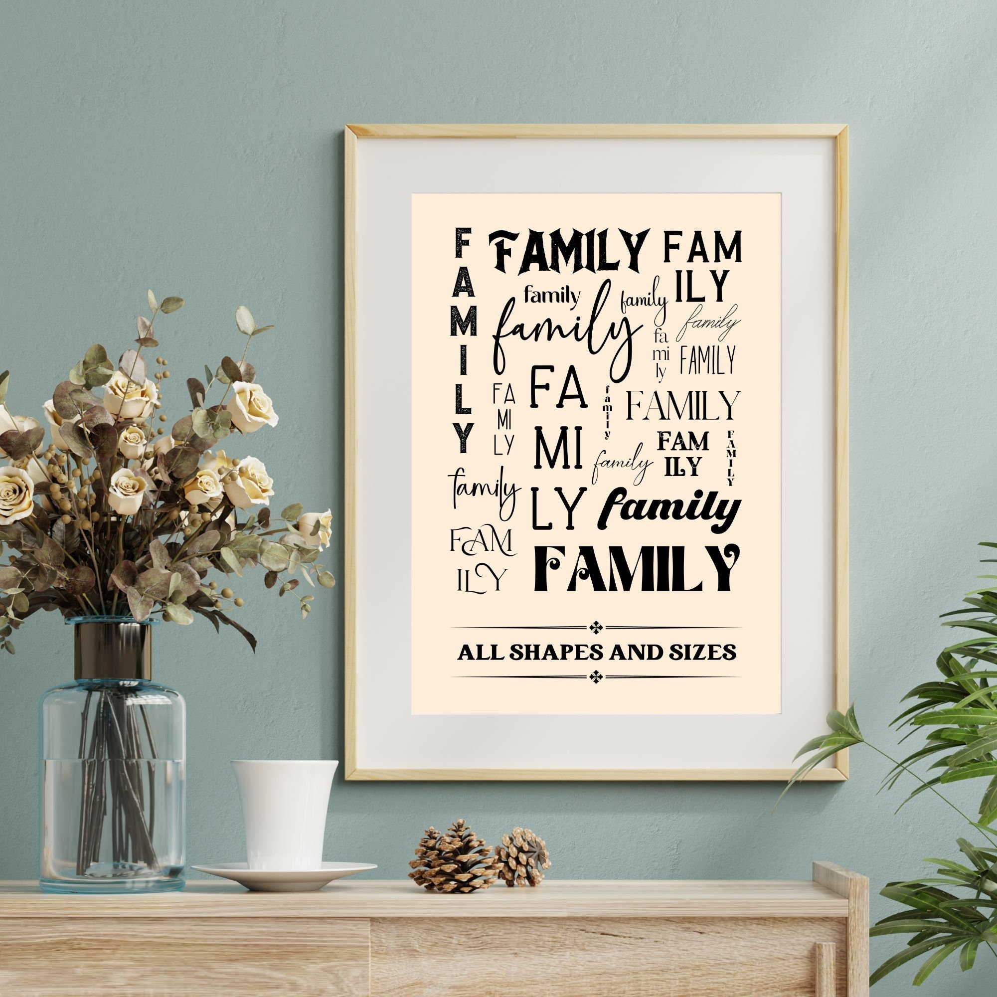 Family All Shapes and Sizes Digital Printable Wall Art, Inspirational ...