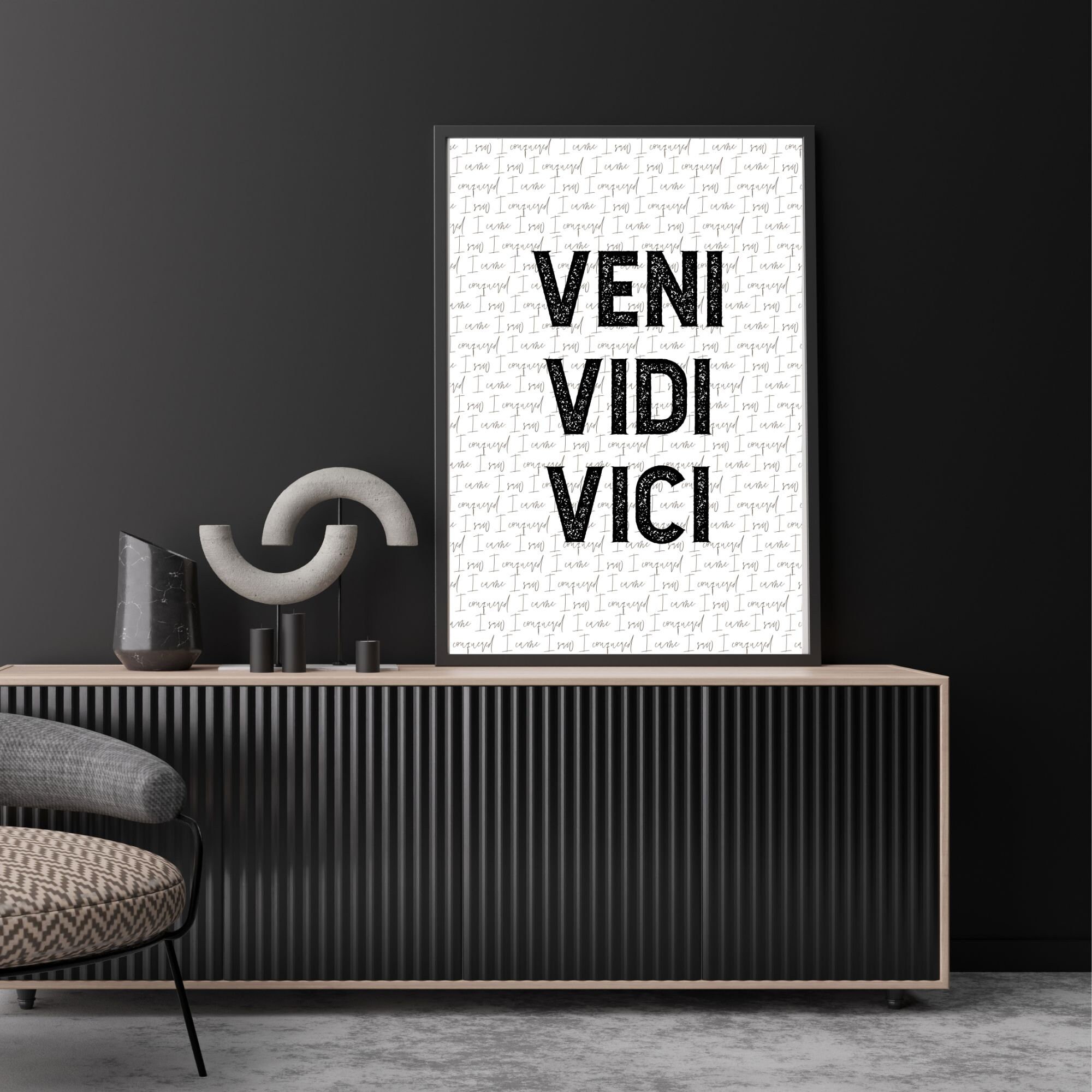 Veni Vidi Vici I Came, I Saw, I Conquered Digital Printable Wall Art, Latin Phrase ...