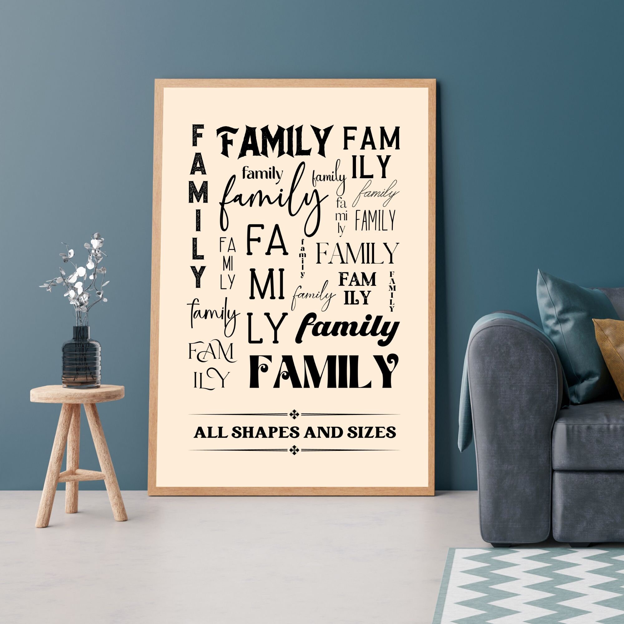 Family All Shapes and Sizes Digital Printable Wall Art, Inspirational ...