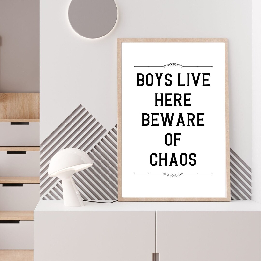 Boys Live Here Beware of Chaos With a Boarder Digital Printable Wall ...