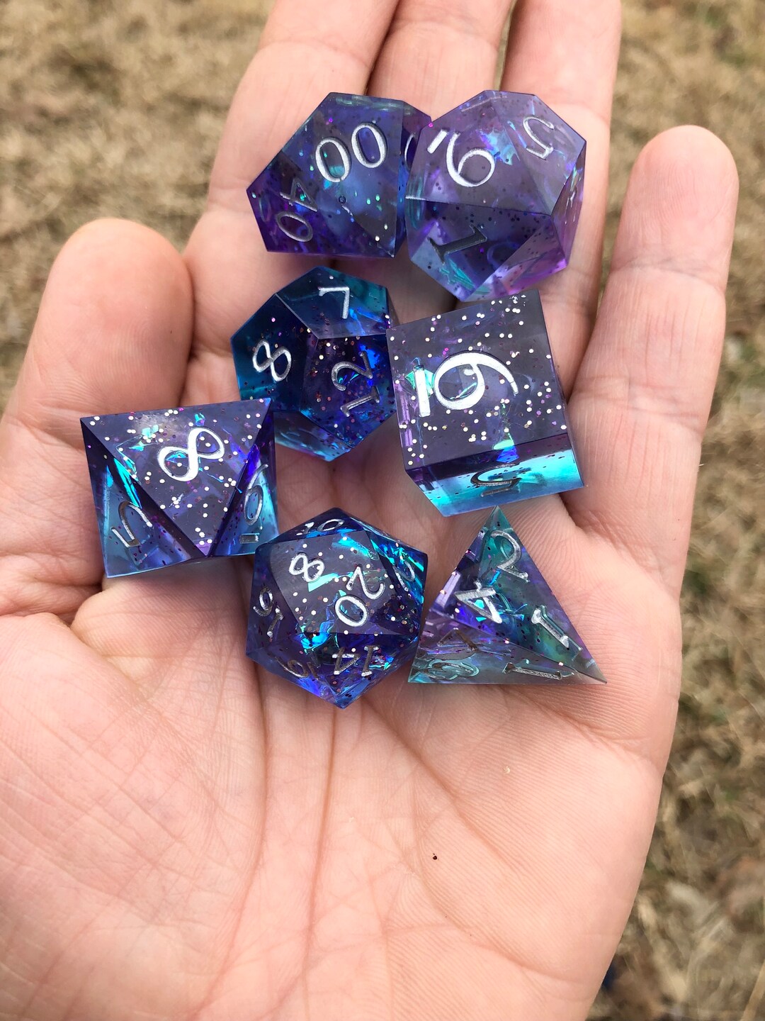 Gem Dice Set Handmade Resin Dice Set Moonstone and Resin - Etsy