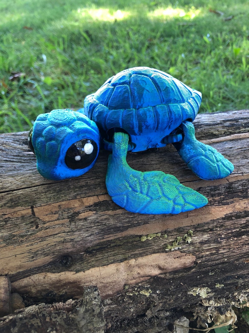 Sea Turtle CUSTOM Emotional Support Pet 3D Printed Desk Toy Articulated ...
