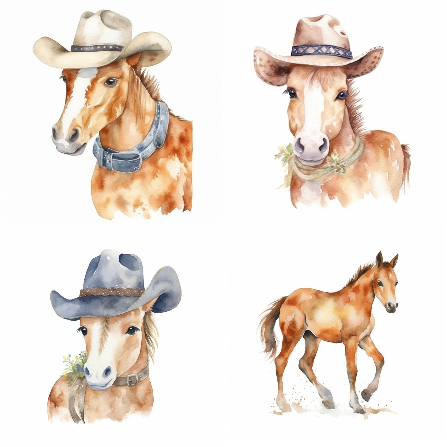 Horse Clipart Set of 12 PNG Watercolor Horse Clipart Bundle - Etsy