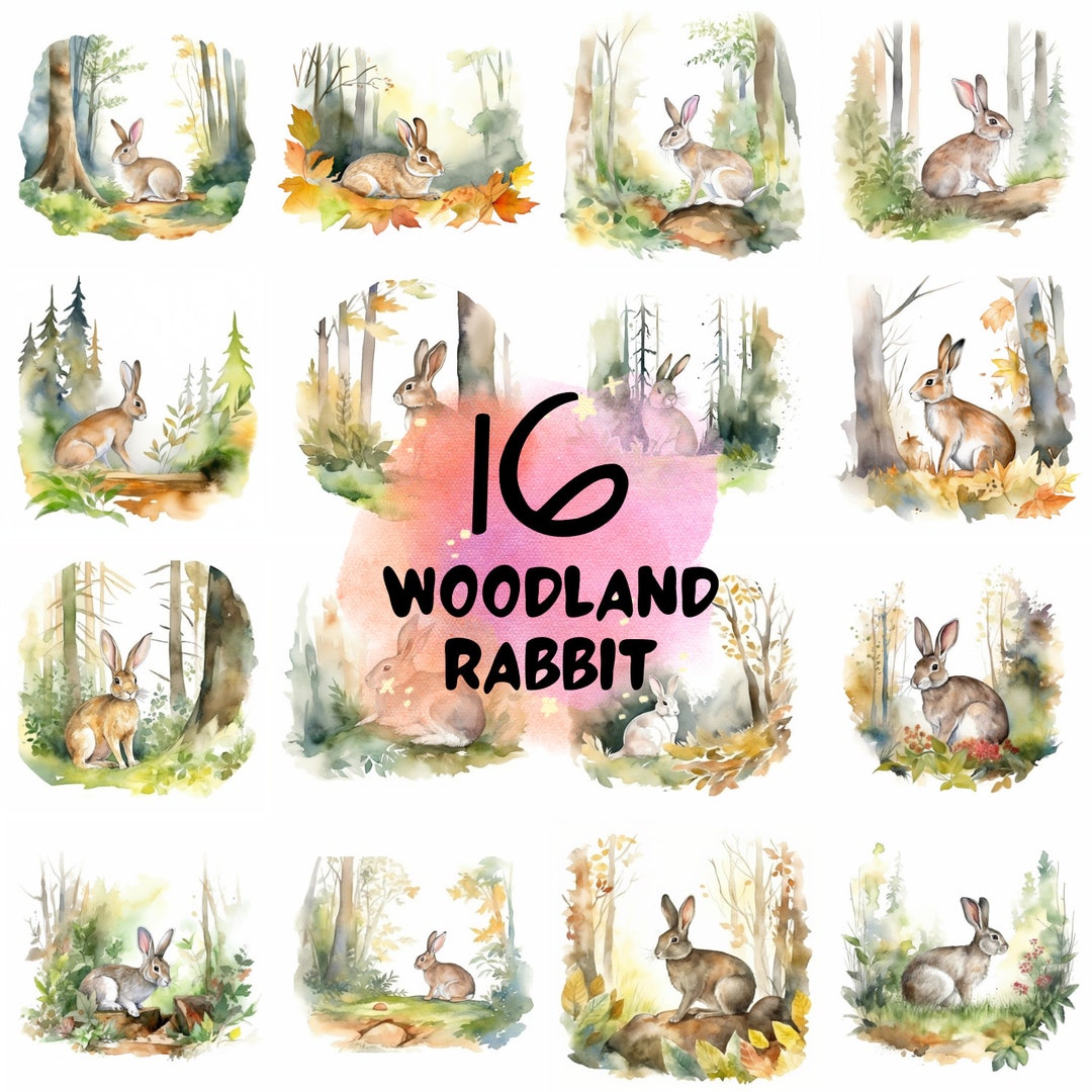 Woodland Rabbit Landscape Wall Art Beautiful Cute and - Etsy