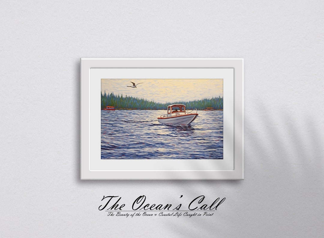 Motorboat at Ocean Location Tim Woods-inspired Art - Etsy