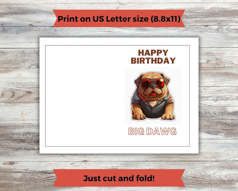 Printable Funny Birthday Card - Happy Birthday Big Dawg - JPEG, PNG - Etsy