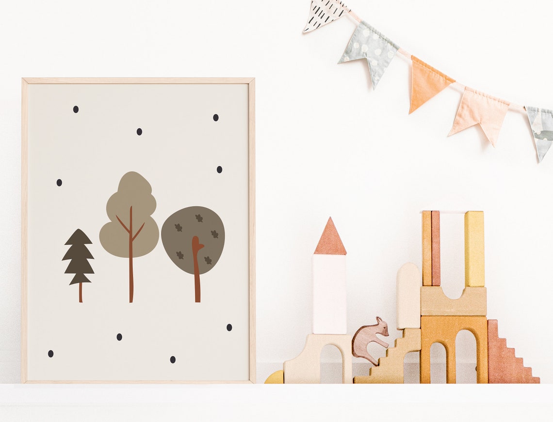 Tree Silhouette Wall Art for Nursery Downloadable Forest Art - Etsy