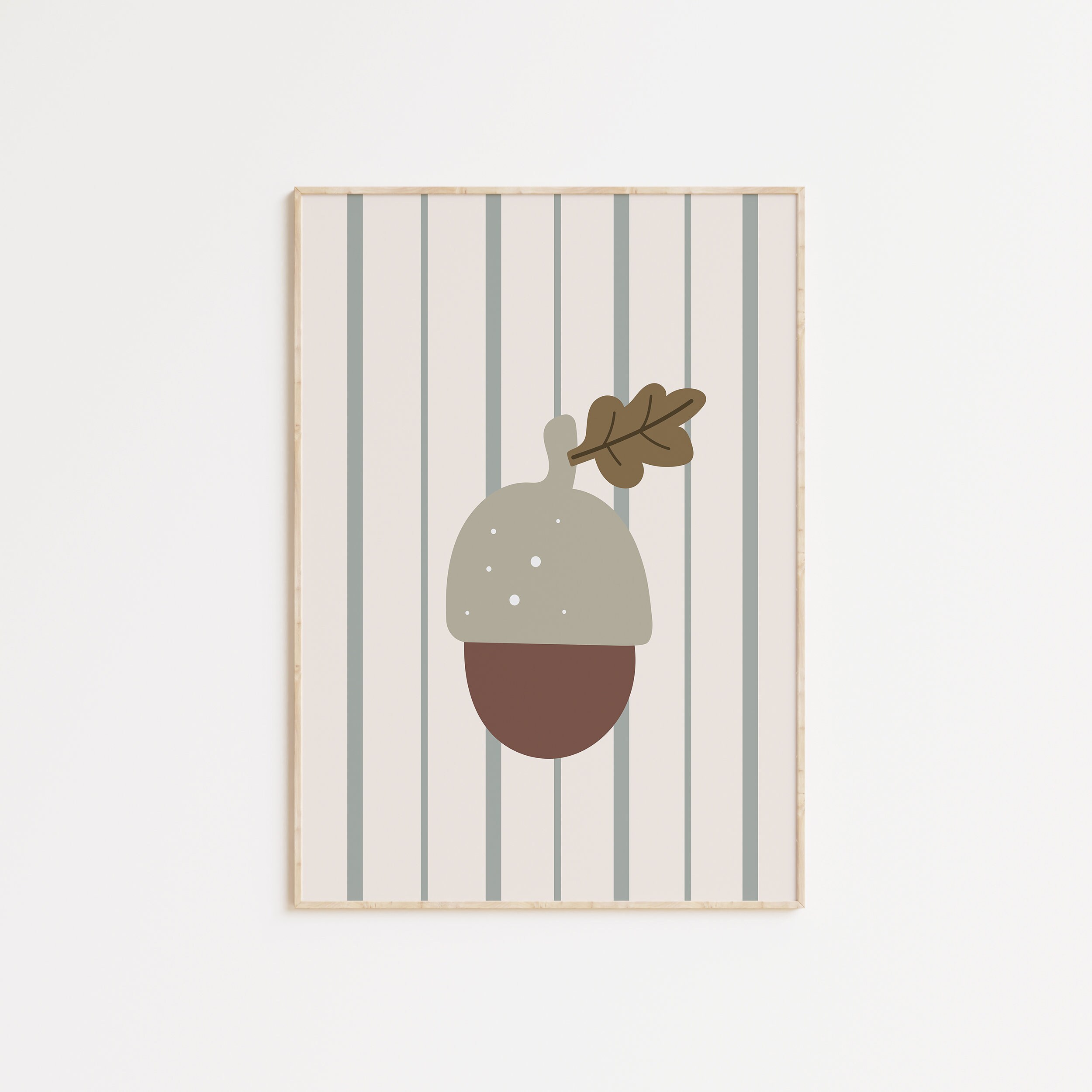 Acorn Forest Nursery Print, Cute Acorn Wall Art, Acorn Leaf Print ...