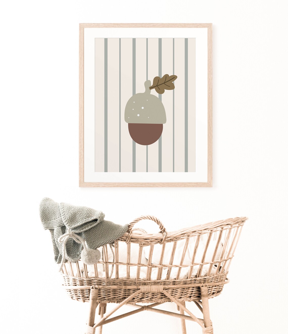 Acorn Forest Nursery Print, Cute Acorn Wall Art, Acorn Leaf Print ...