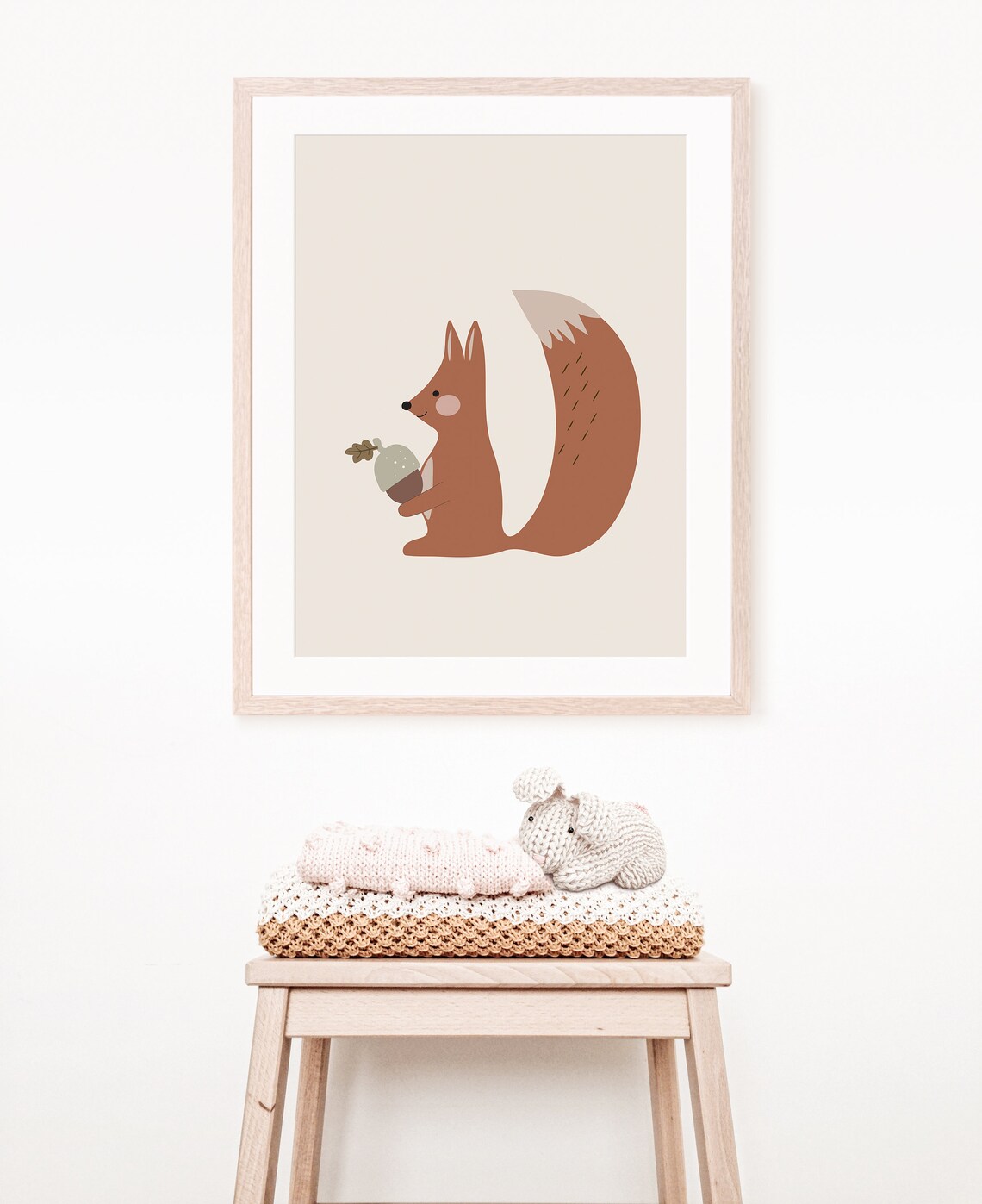 Squirrel and Acorn Wall Art Squirrel Poster for Nursery - Etsy