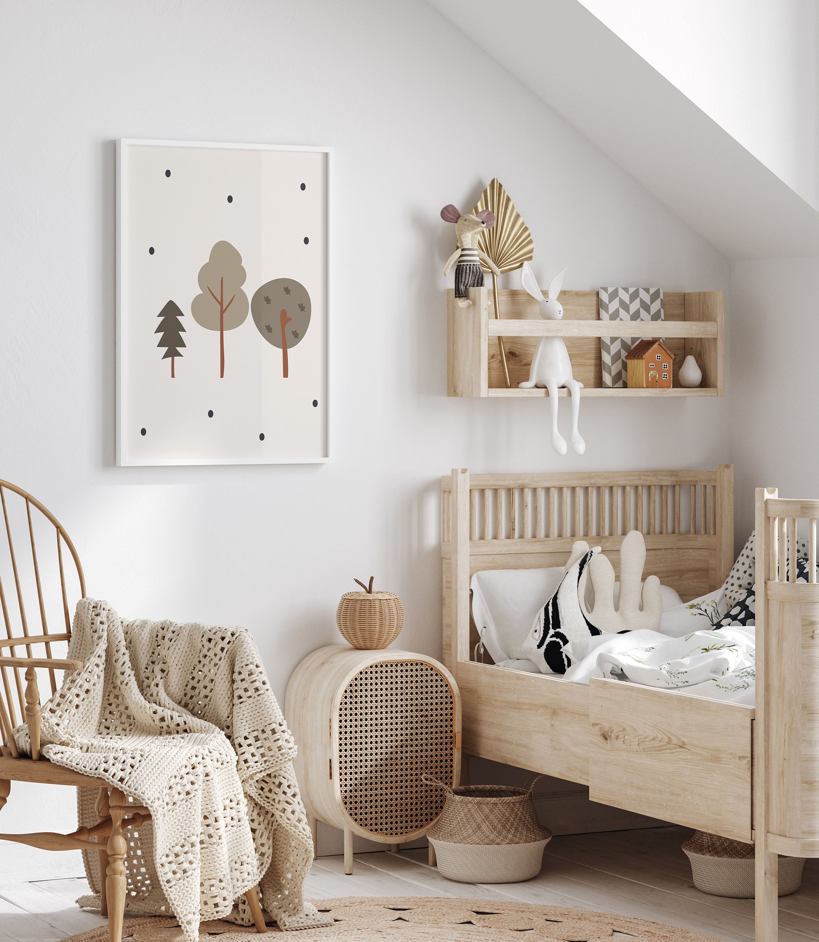 Tree Silhouette Wall Art for Nursery, Downloadable Forest Art, Nursery ...