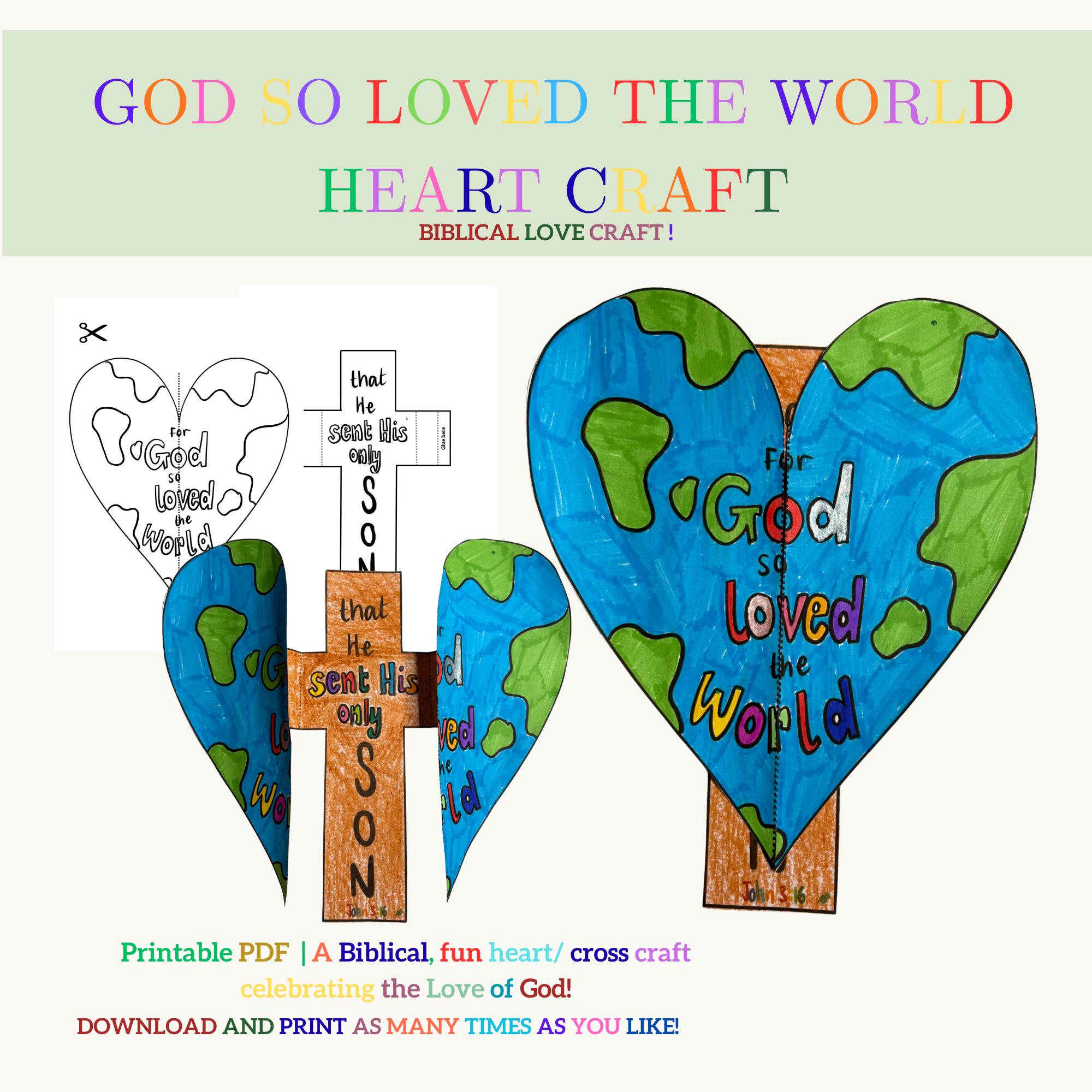 God so Loved the World Valentines Day Craft,cross Sunday School Craft ...
