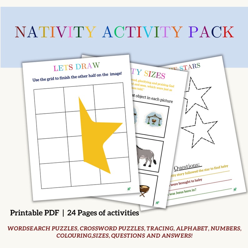 Christmas Nativity Activity Pack: Christian Printable (digital Download ...