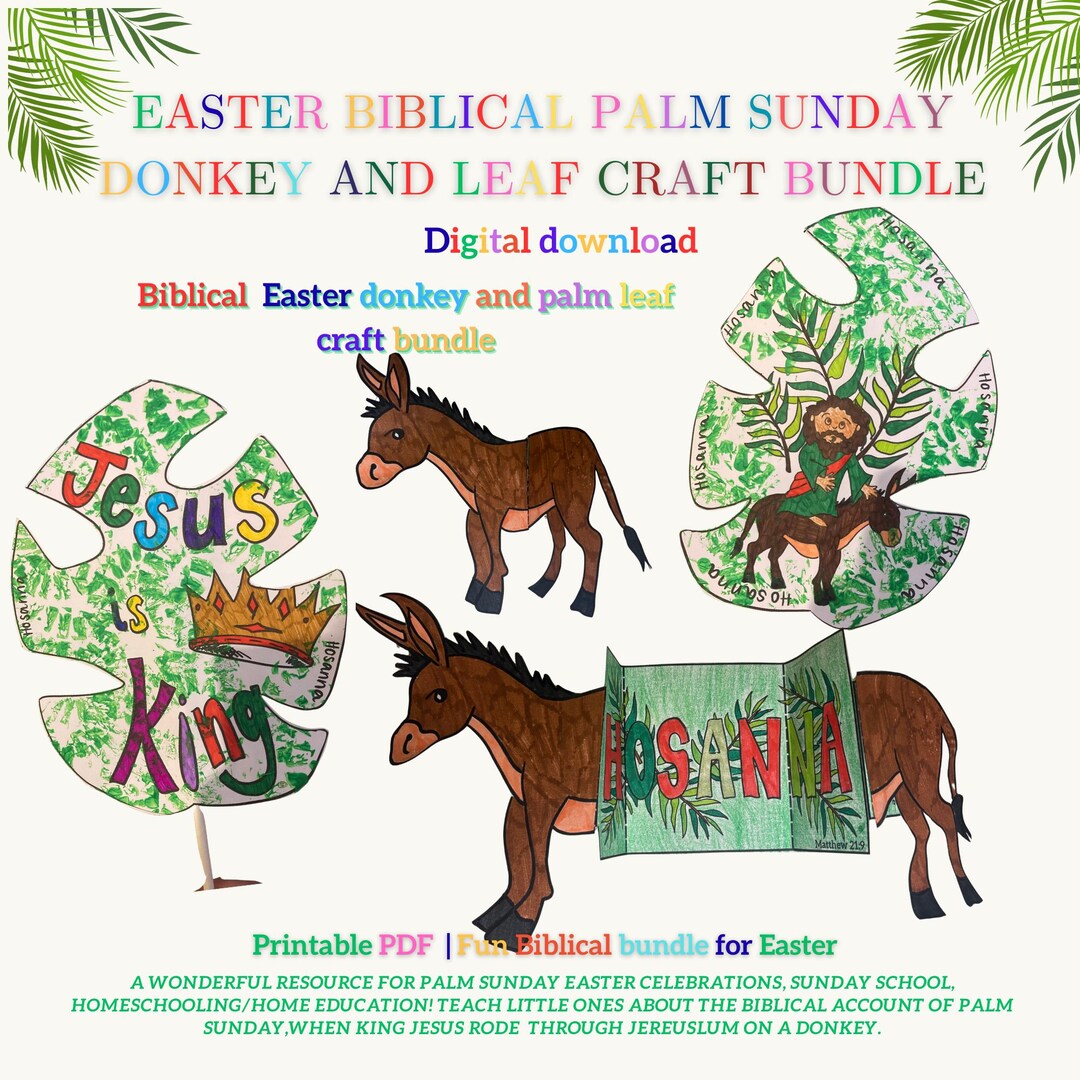 Palm Sunday Biblical Donkey Open up Hosanna Craft and Palm Leaf ...