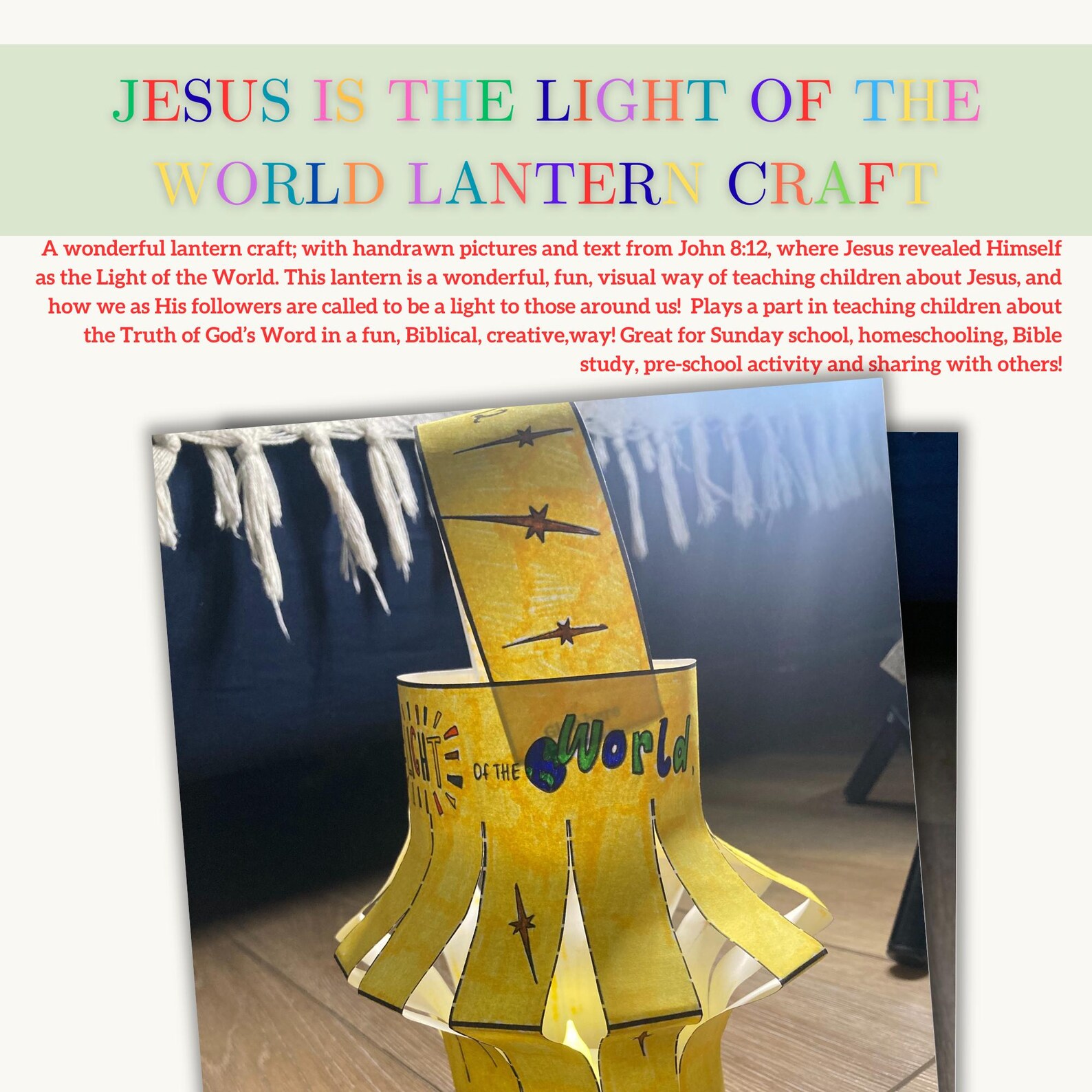 Jesus is the Light of the World Lantern Craft, Follower of Jesus ...