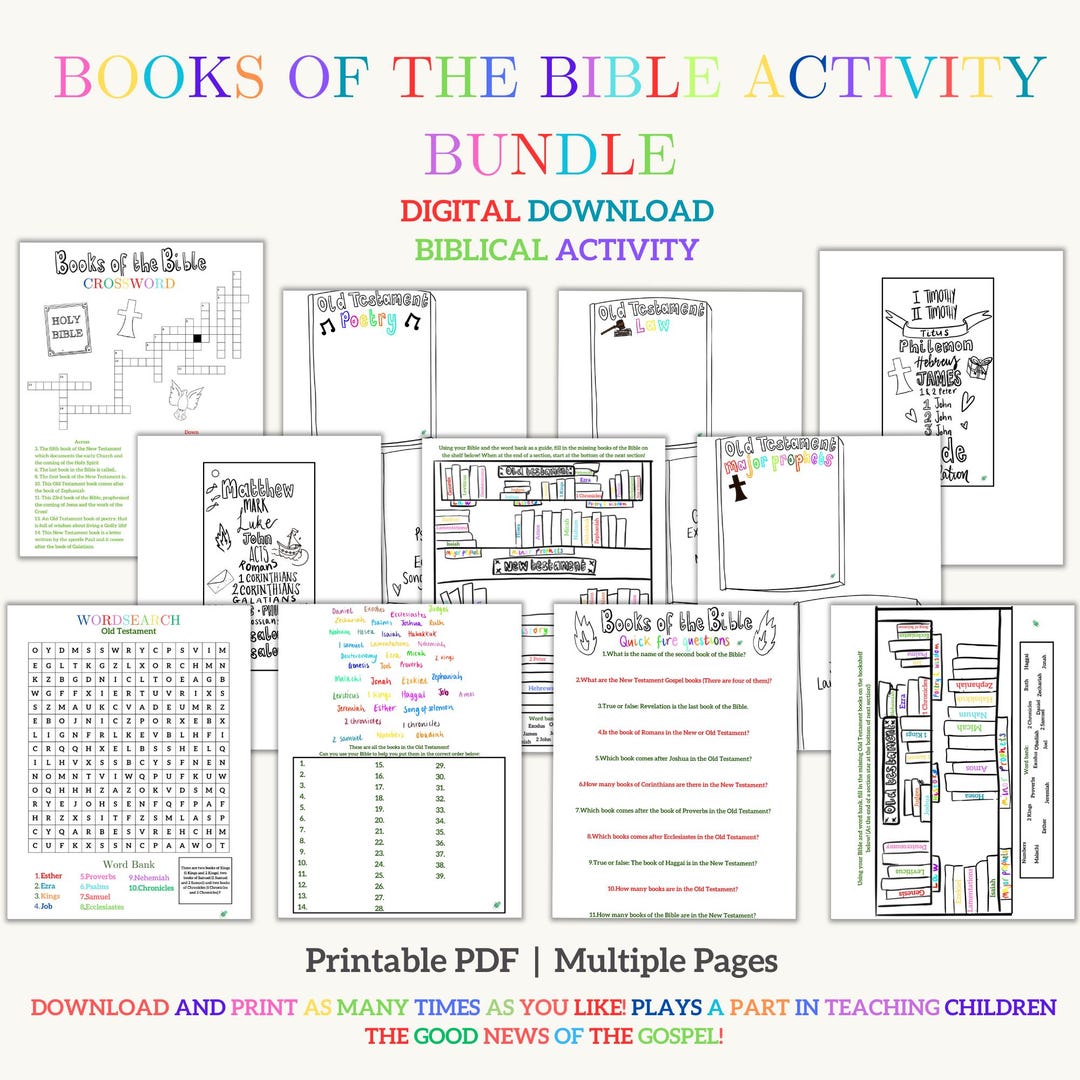 Books of the Bible Bundle, Sunday School, Homeschool, Biblical Activity ...