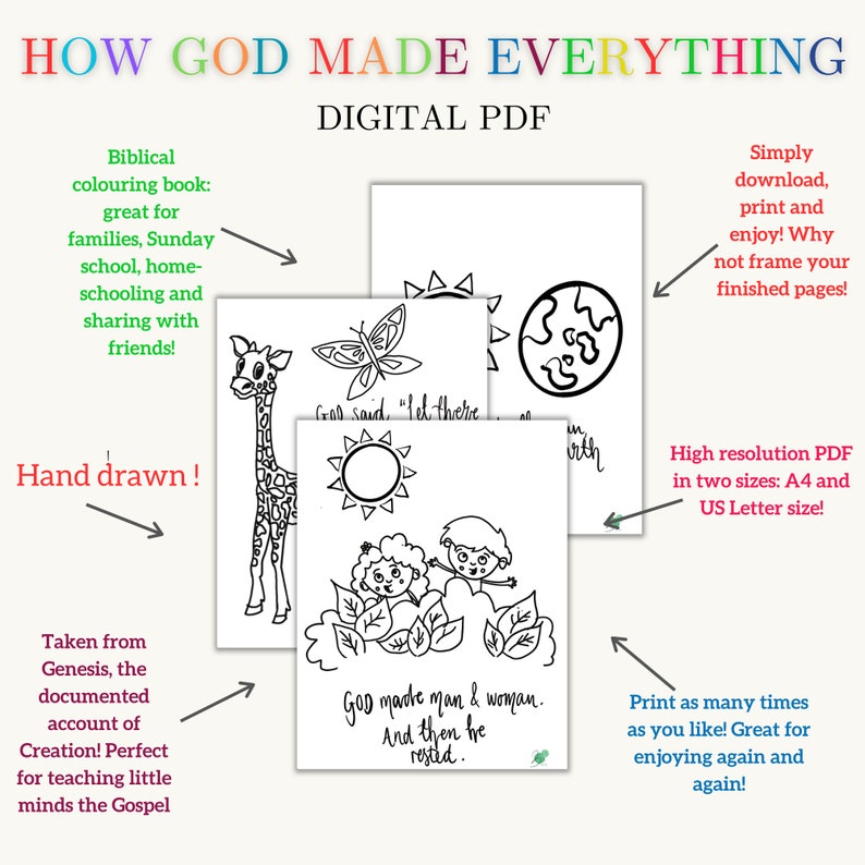 Printable Colouring Book Days of Creation, How God Created Everything ...