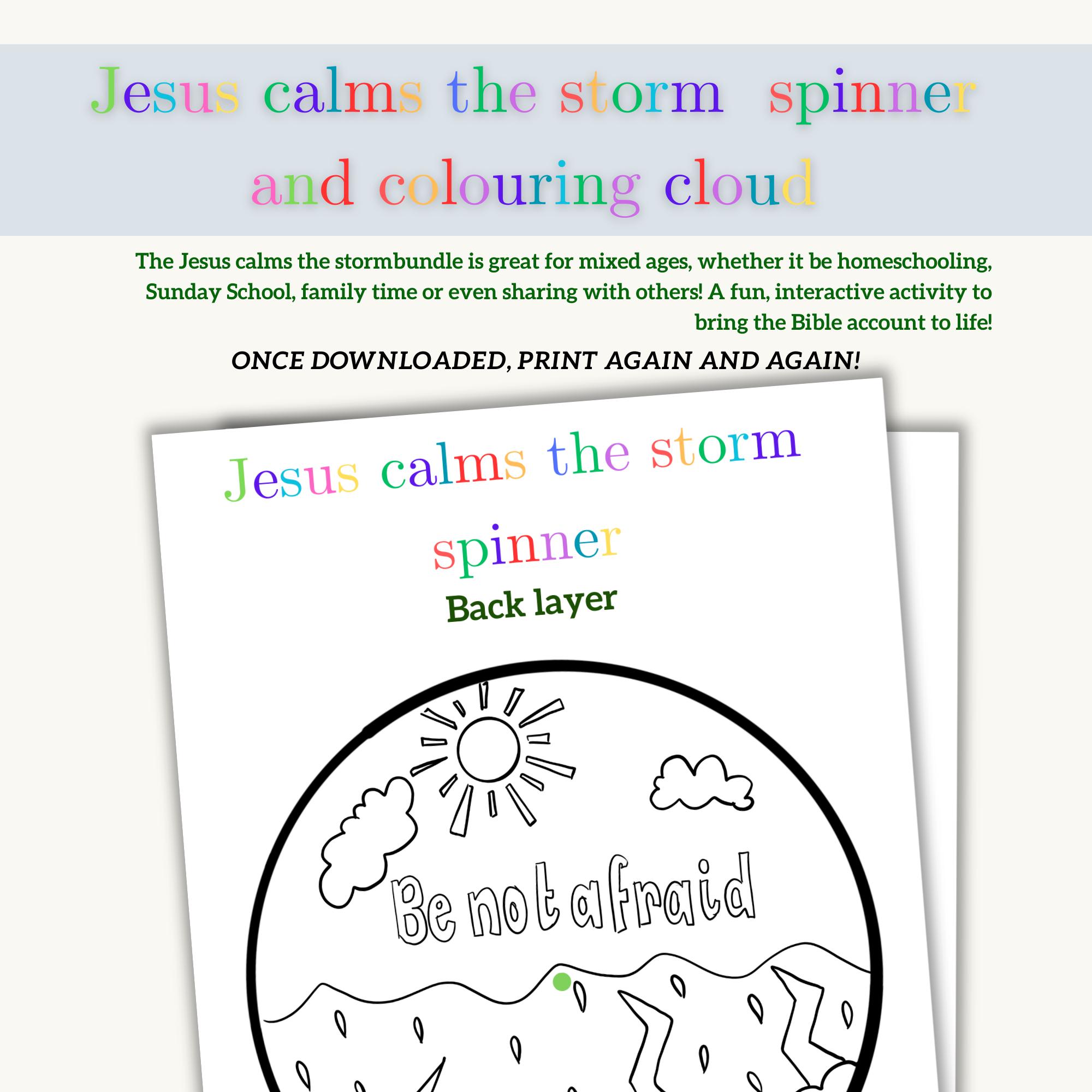 Jesus Calms the Storm Spinner and Colouring Craft, Sunday School Craft ...