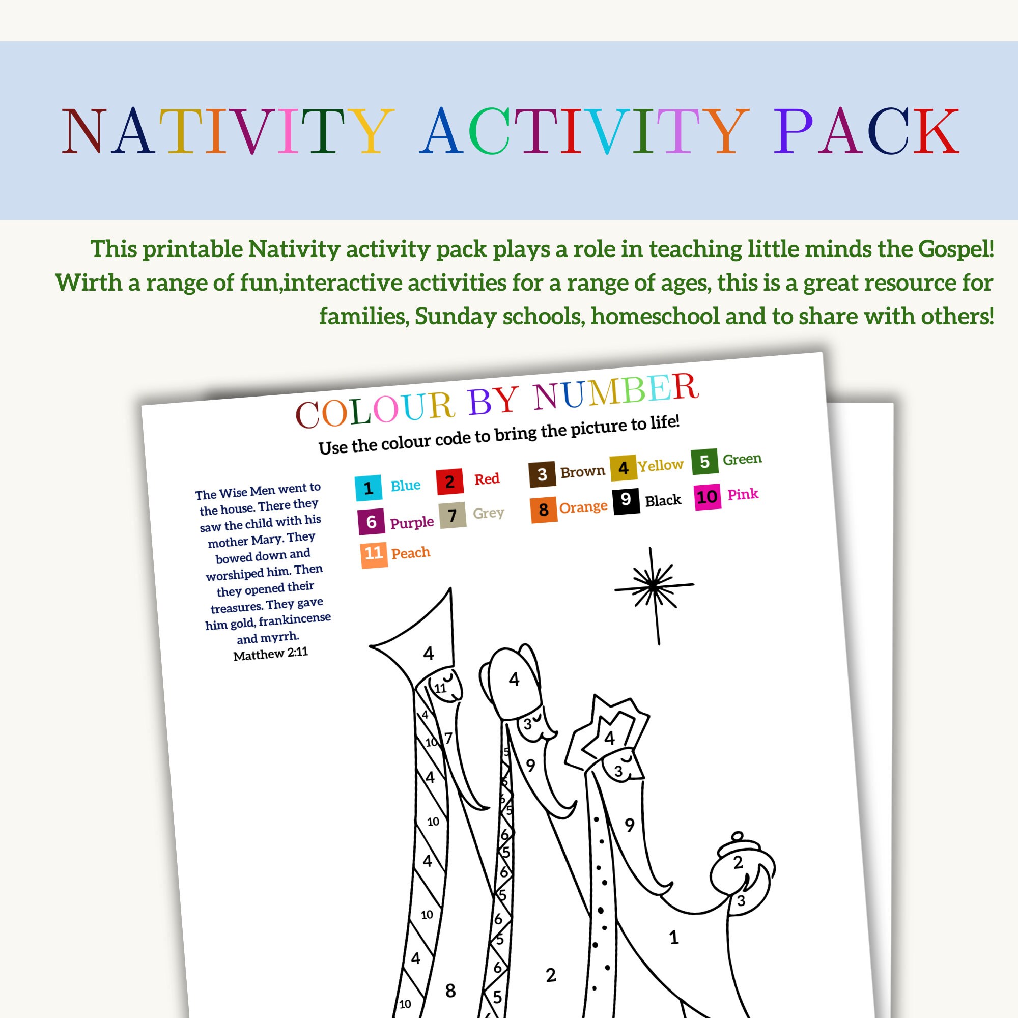 Christmas Nativity Activity Pack, Digital Download, Christmas Christian ...