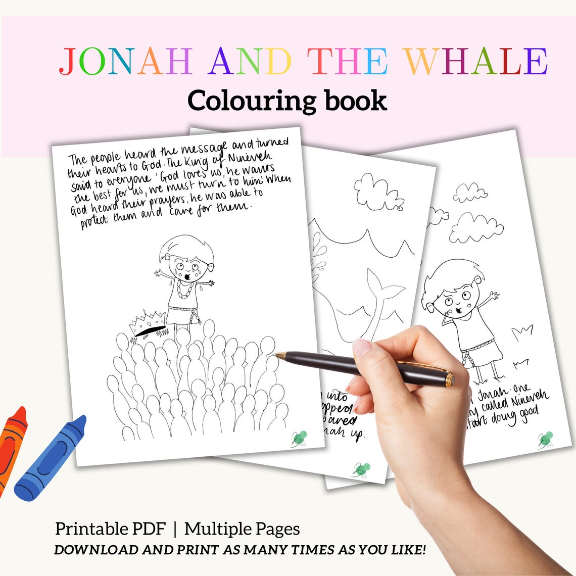 Jonah and the Whale Digital Download Colouring Book, Biblical ...