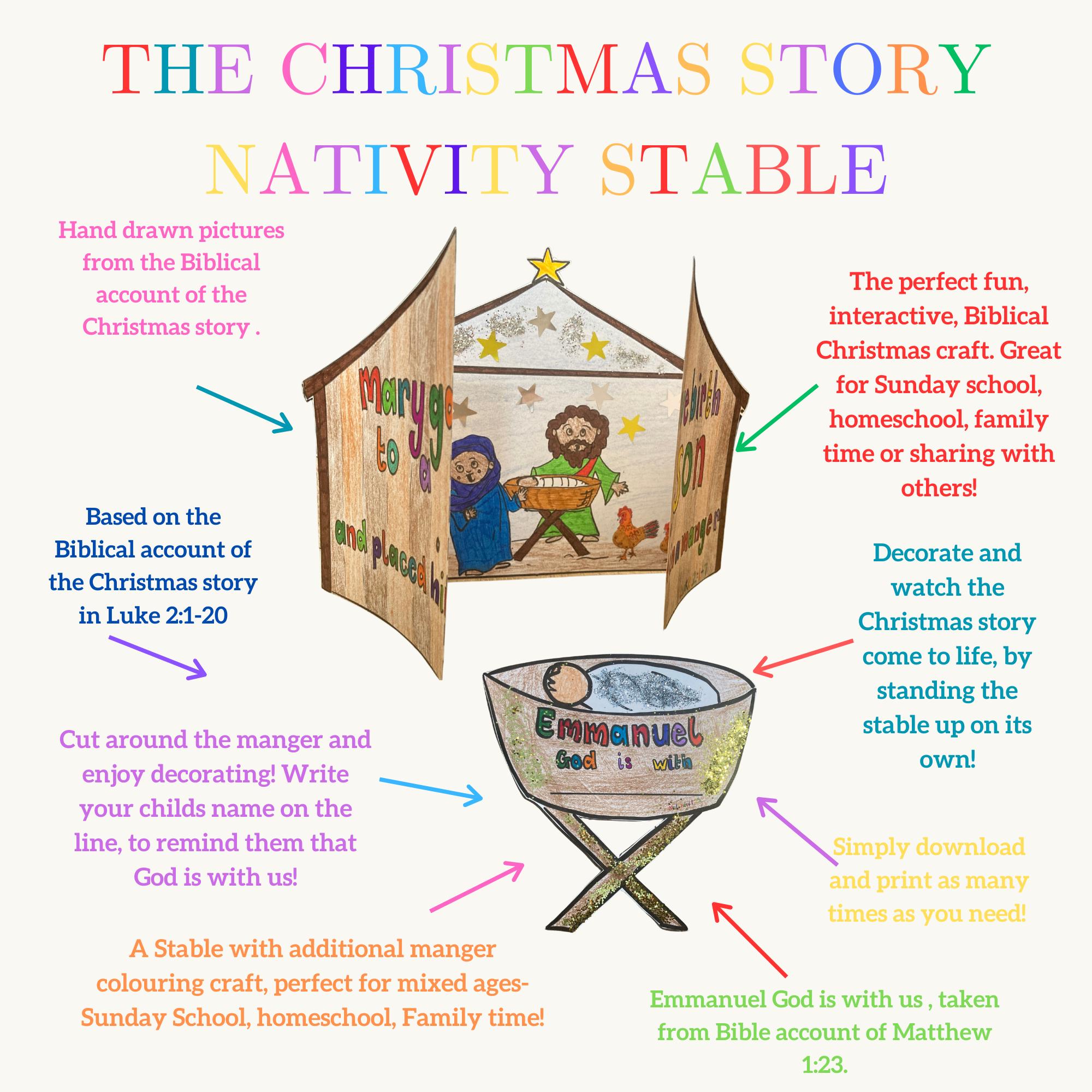 The Christmas Story Nativity Stable Craft,manger God is With Us Craft ...