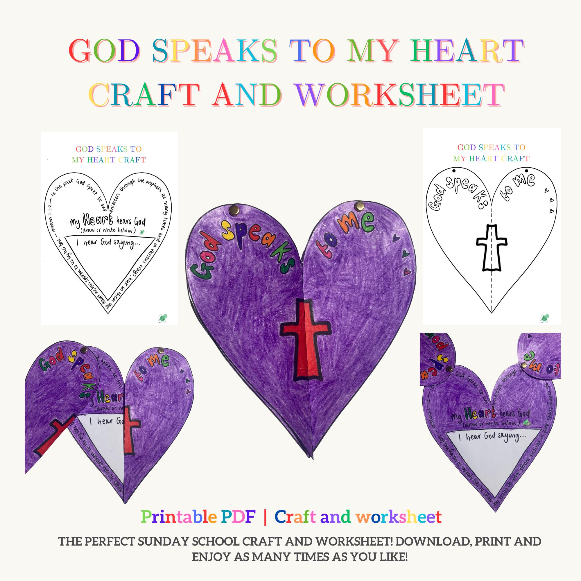 God Speaks to My Heart Craft and Worksheet,sunday School Lesson ...
