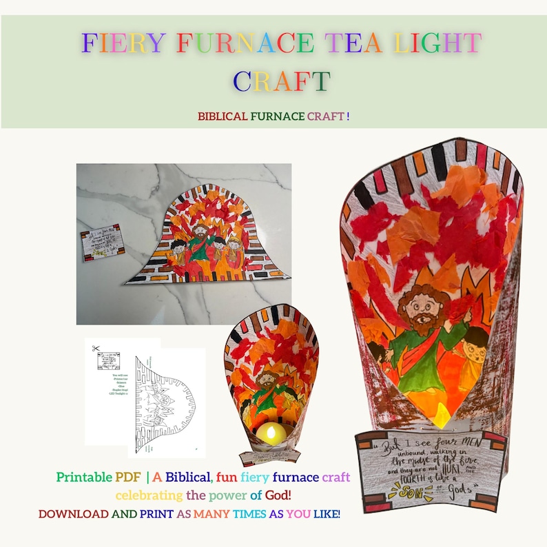 Fiery Furnace Tea Light Craft, Biblical Sunday School Craft, Daniel 3:8 ...
