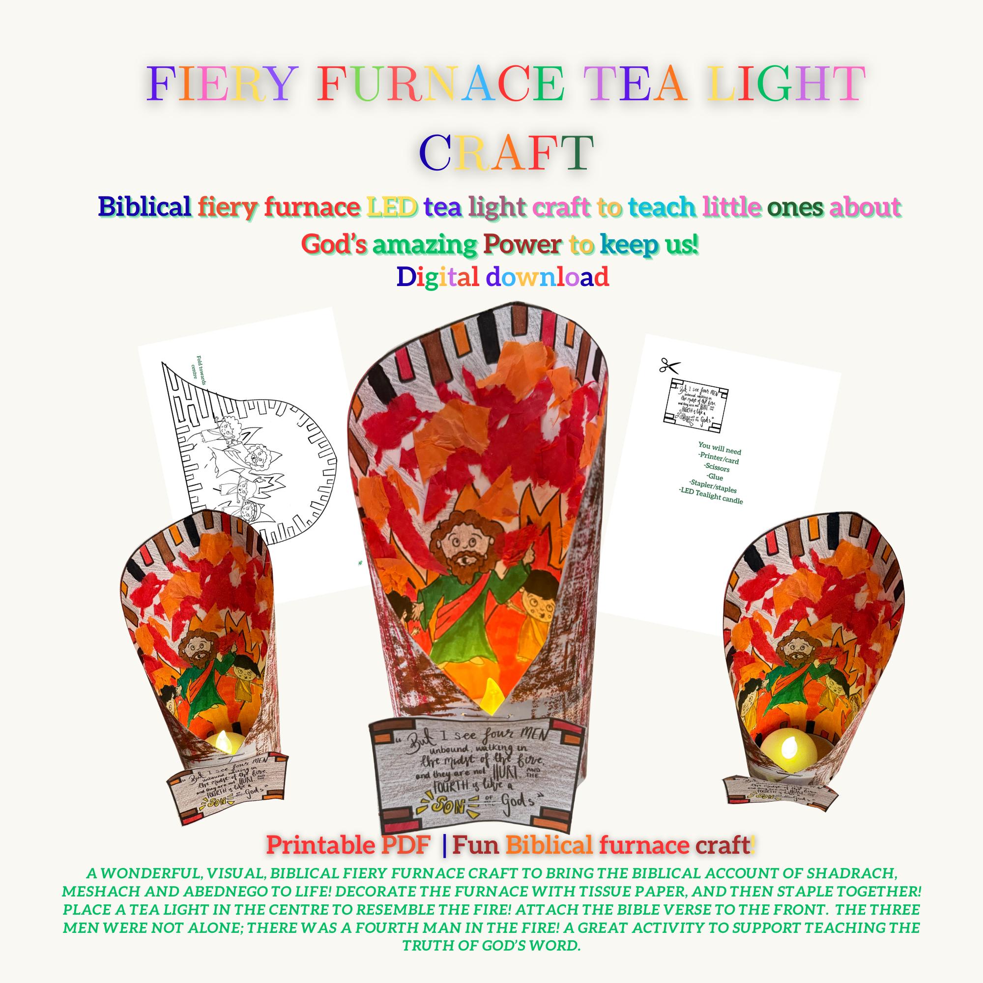 Fiery Furnace Tea Light Craft, Biblical Sunday School Craft, Daniel 3:8 ...