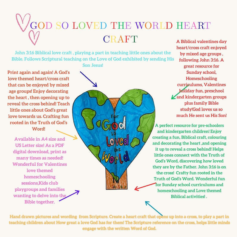 God so Loved the World Valentines Day Craft,cross Sunday School Craft ...