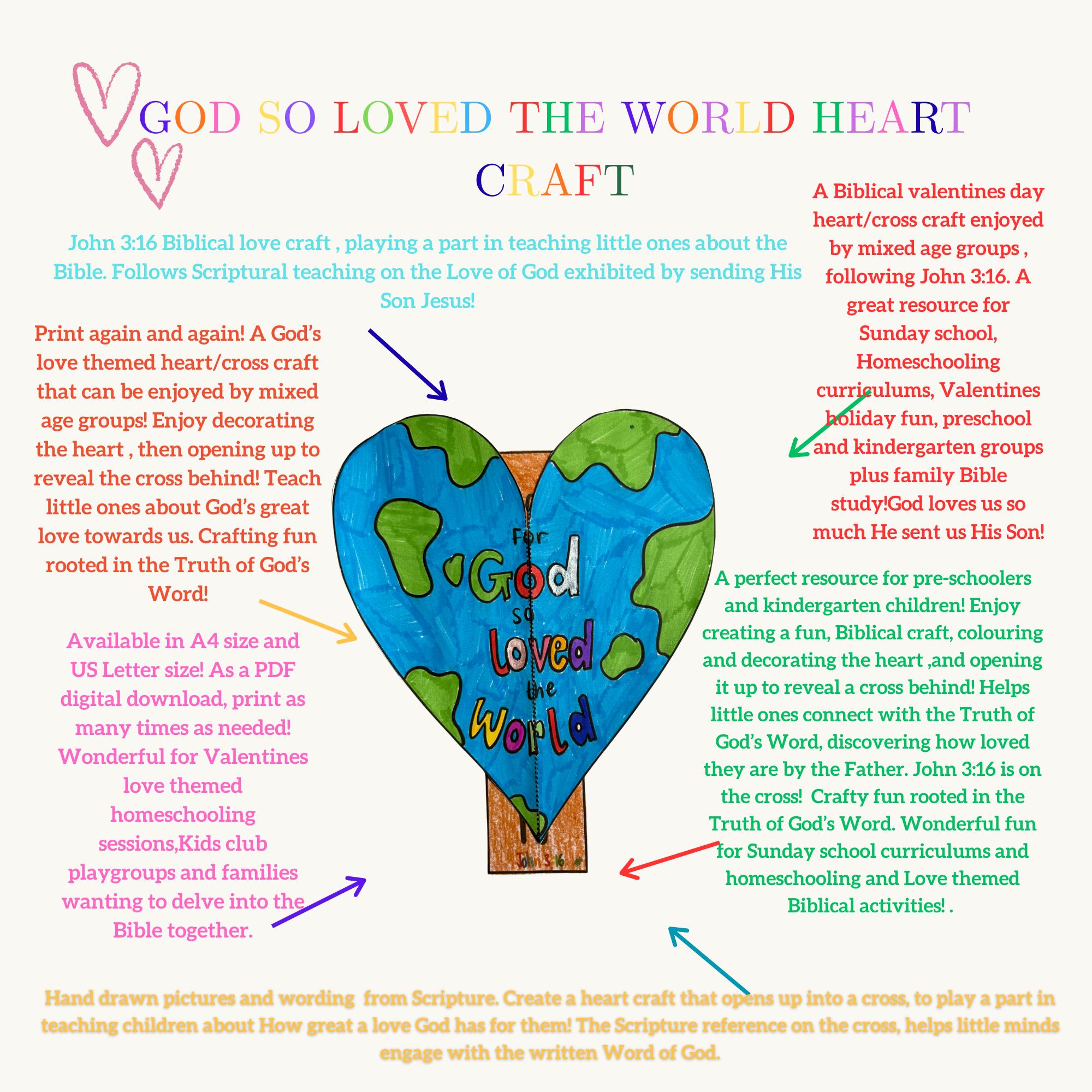 God so Loved the World Valentines Day Craft,cross Sunday School Craft ...