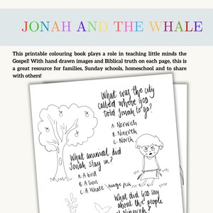 Jonah and the Whale Digital Download Colouring Book, Biblical ...