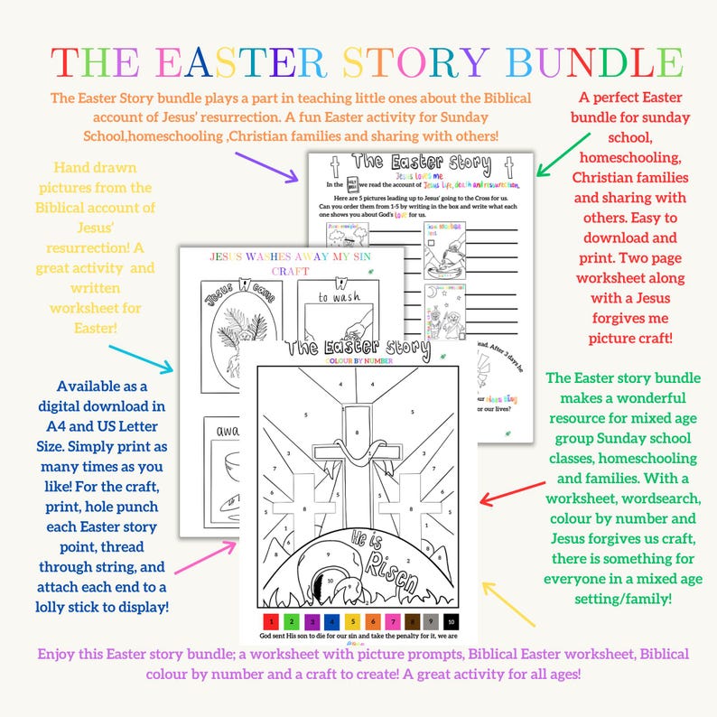 The Easter Story Activity and Lesson Bundle, Christian Homeschool ...
