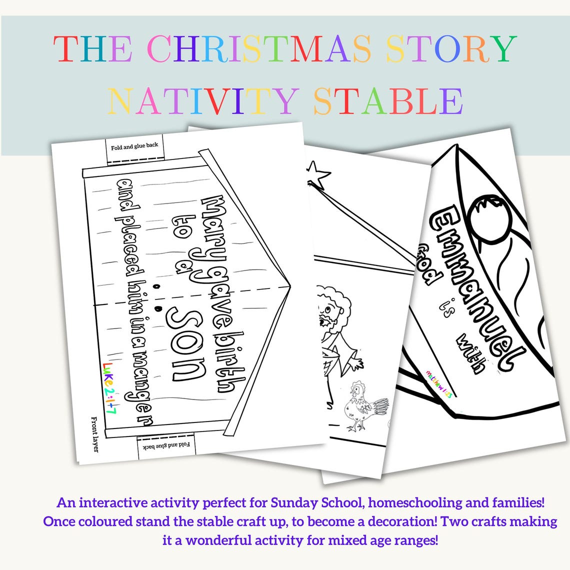 The Christmas Story Nativity Stable Craft,manger God is With Us Craft ...