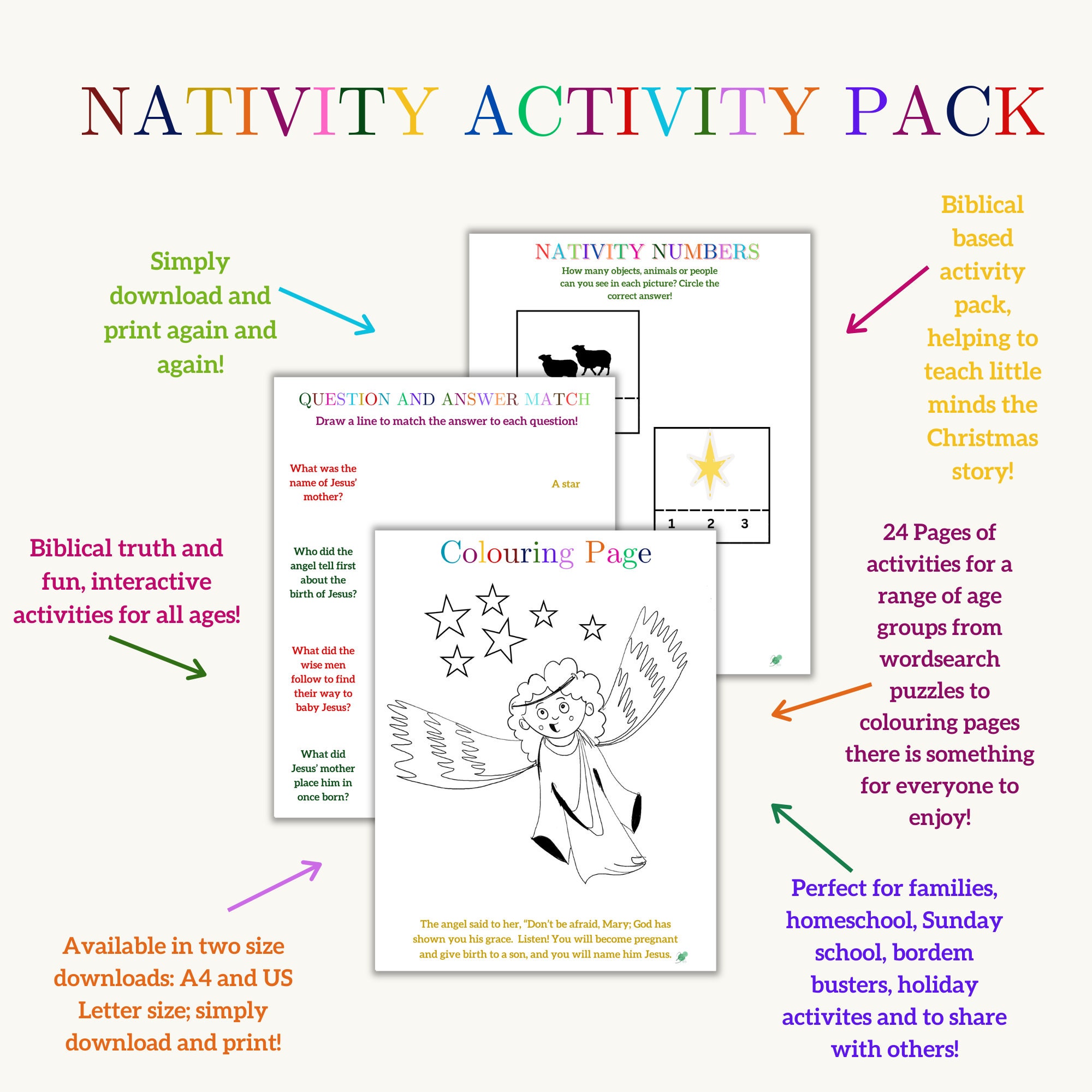 Christmas Nativity Activity Pack, Digital Download, Christmas Christian ...