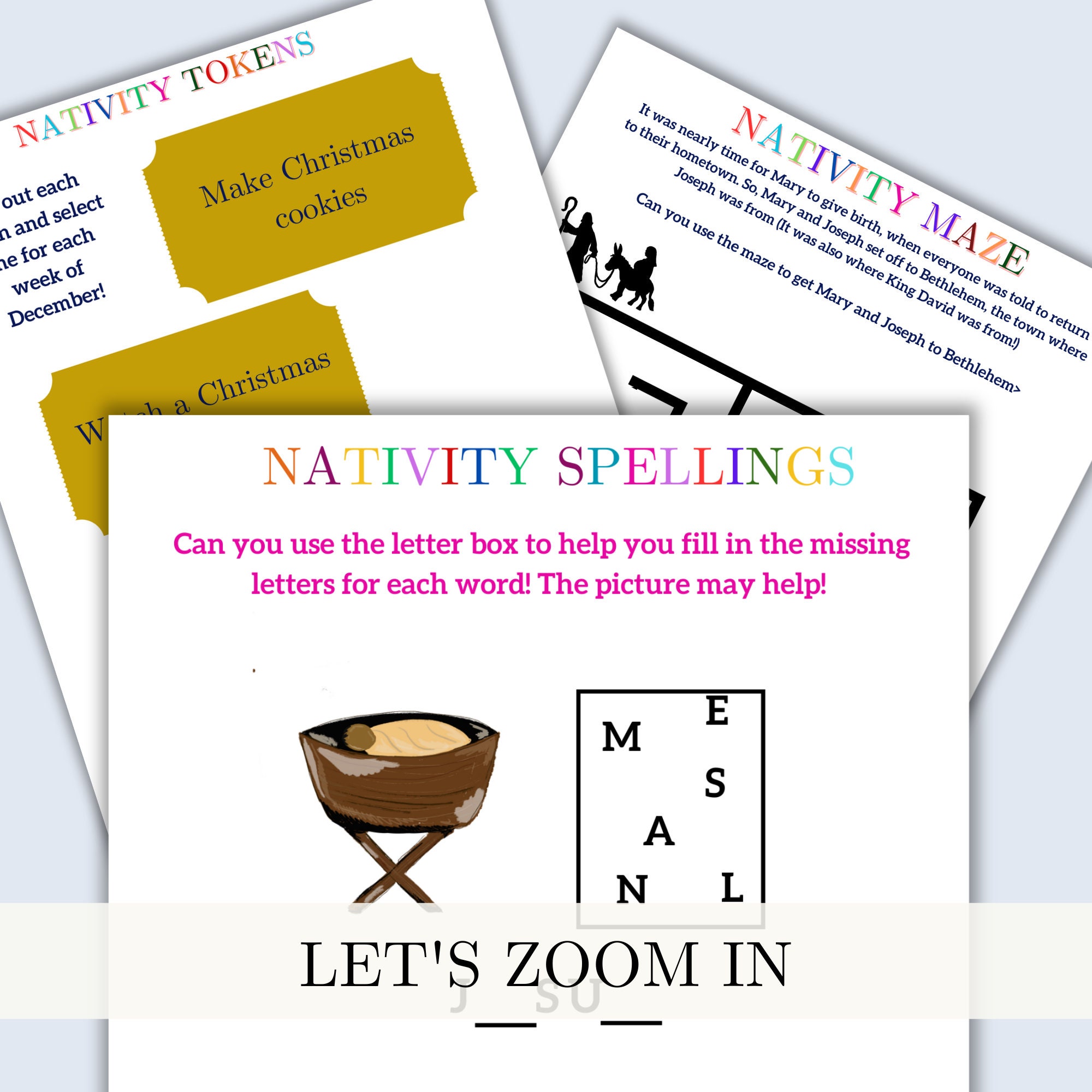 Christmas Nativity Activity Pack, Digital Download, Christmas Christian ...