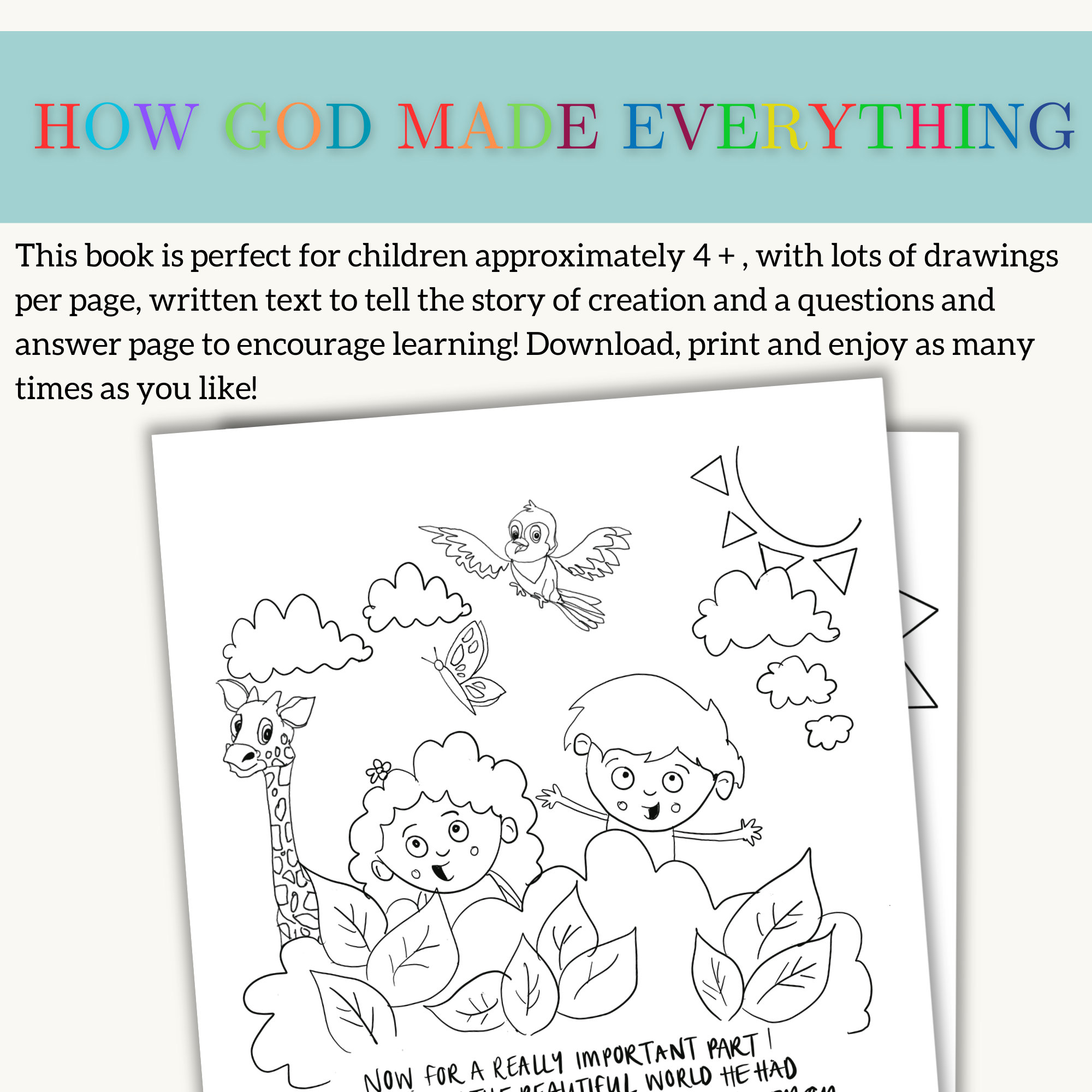 How God Made Everything Digital Download Colouring Book, Taken From ...
