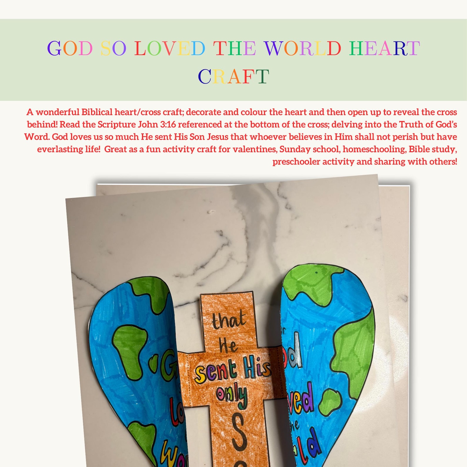 God so Loved the World Valentines Day Craft,cross Sunday School Craft ...